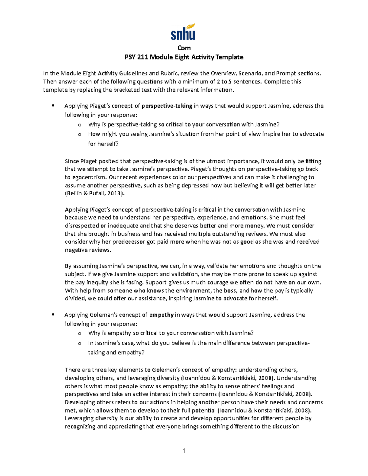 Module 8 - Journal - Com PSY 211 Module Eight Activity Template In the ...