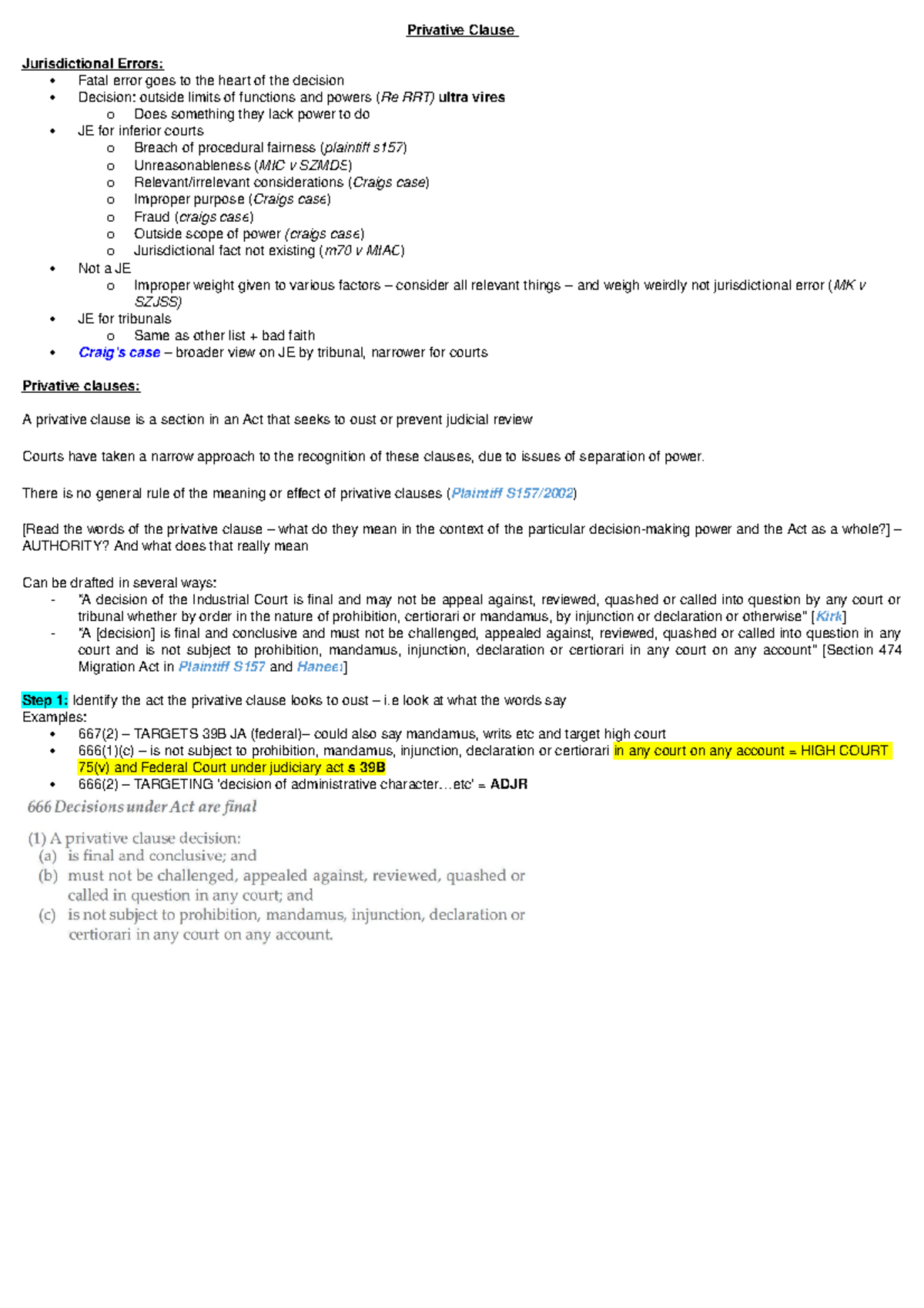 Private Clauses Template Final Print - Privative Clause Jurisdictional ...