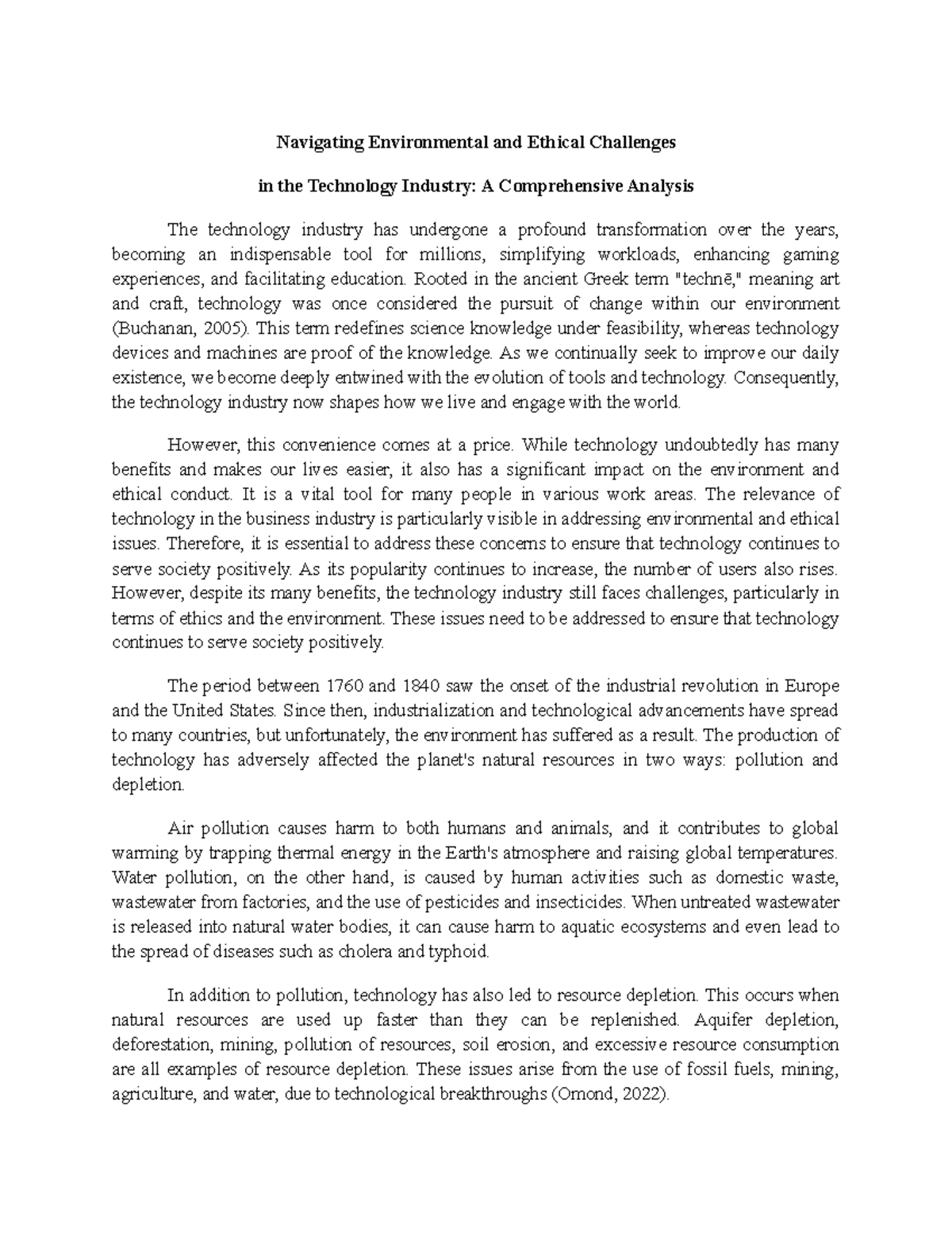 Narrative Report - Technology Industry - Navigating Environmental and ...