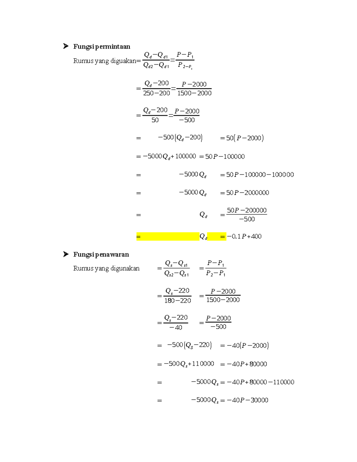 Diskusi 4 Matematika Ekonomi - Fungsi permintaan Rumus yang diguakan ...
