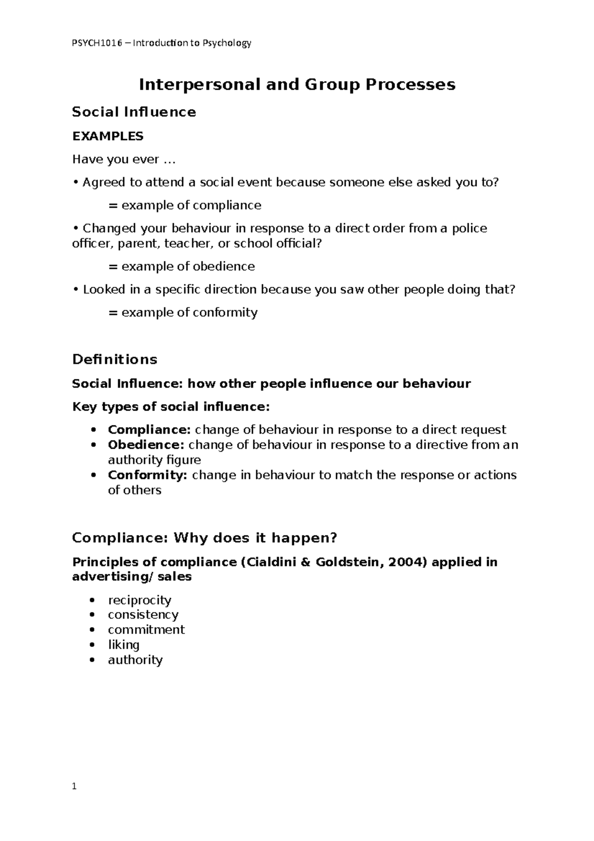 Interpersonal and group processes - Interpersonal and Group Processes ...