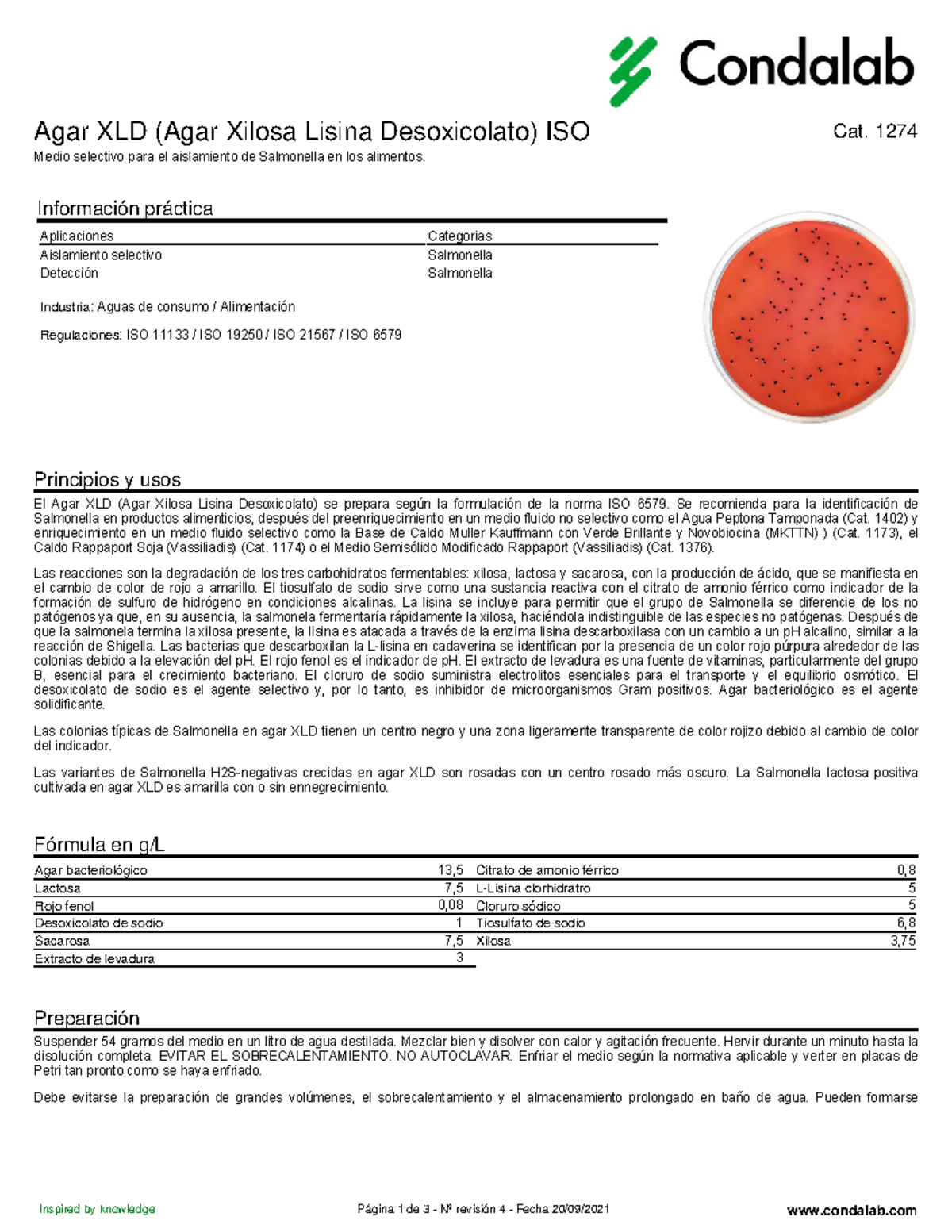 Agar XLD - Descripcion general - Agar XLD (Agar Xilosa Lisina ...