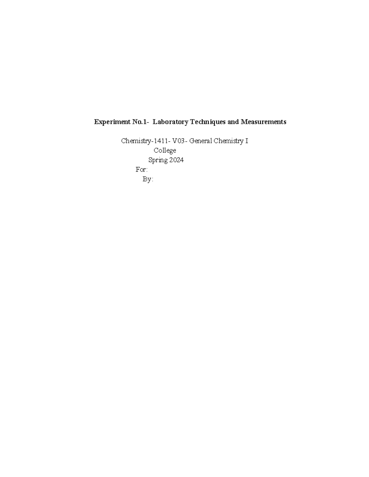 Lap Report - Experiment No- Laboratory Techniques and Measurements ...