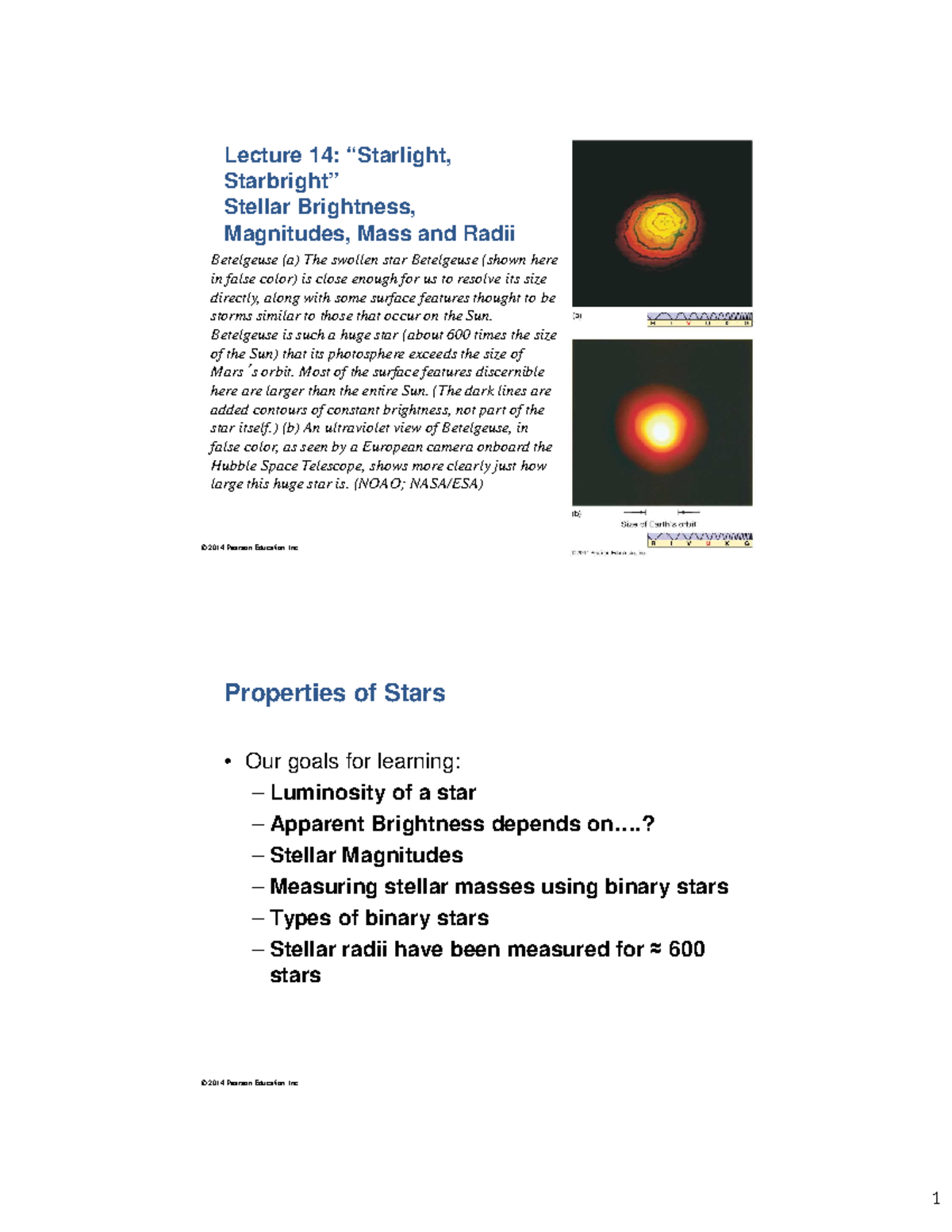 Lecture 14 Student Notes - © 2014 Pearson Education, Inc. Lecture 14 ...
