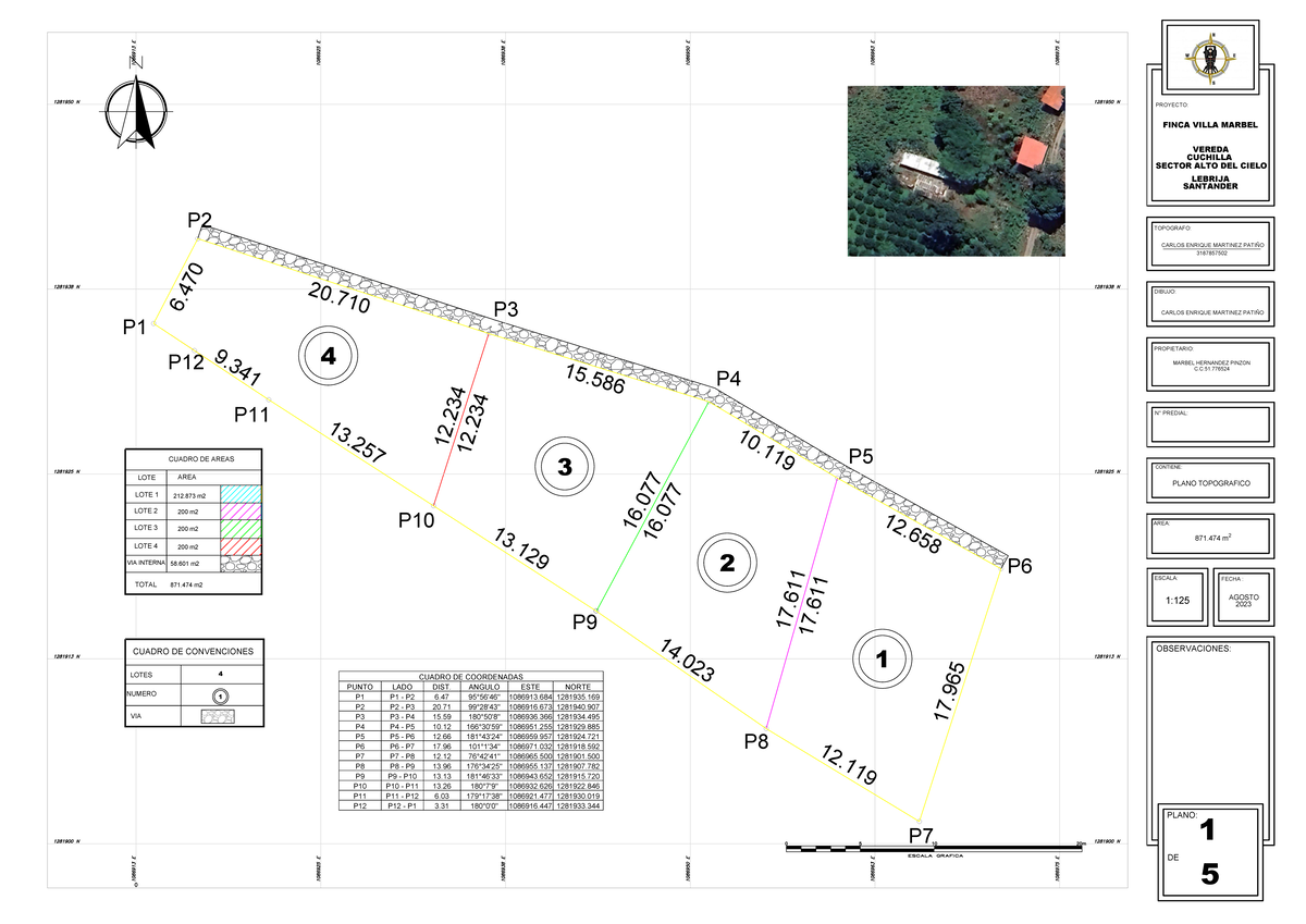 Plano General-Layout 2 - 1 2 3 4 LOTE 2 LOTE 1 LOTE AREA CUADRO DE ...