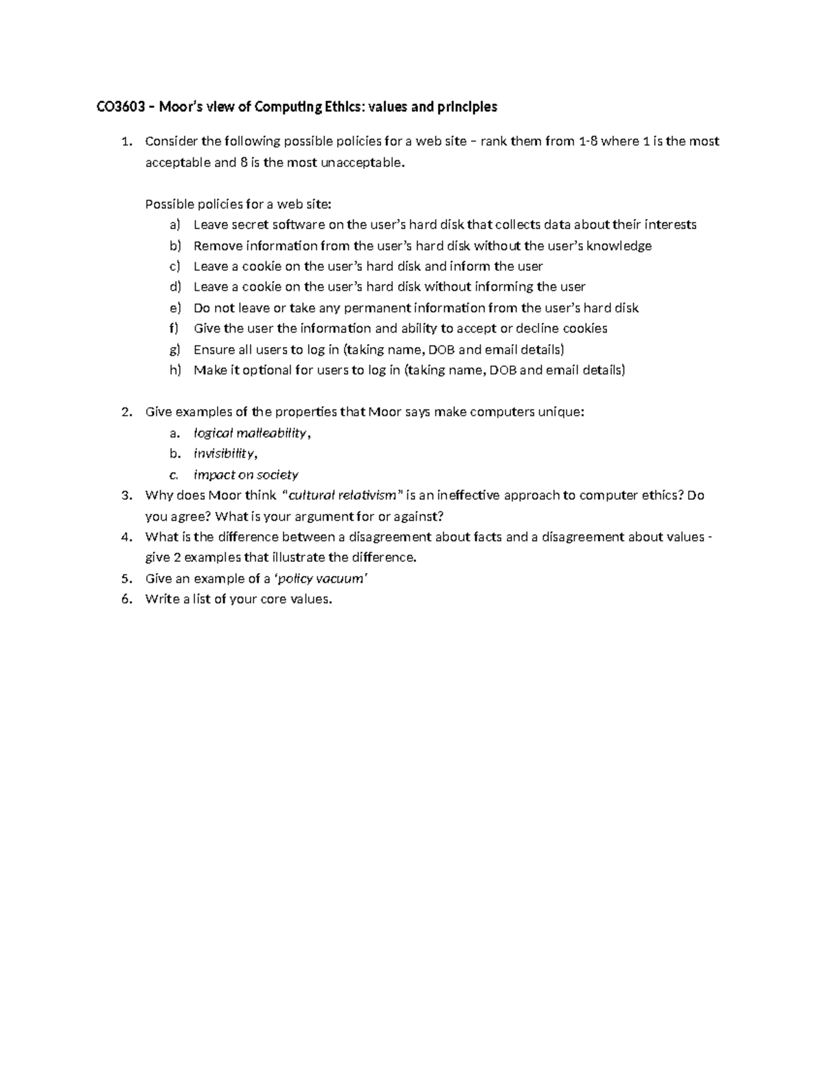 S2 T4 - Values and principles - CO3603 – Moor’s view of Computing ...