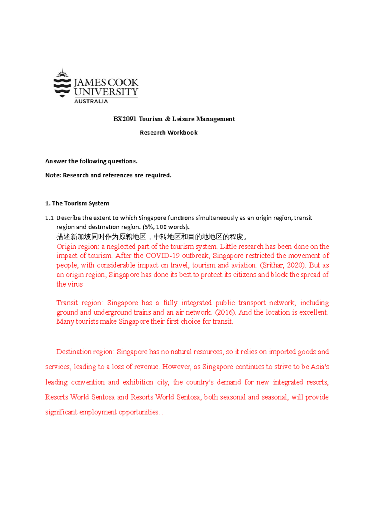 Research Workbook - lecture - BX2091 Tourism & Leisure Management ...