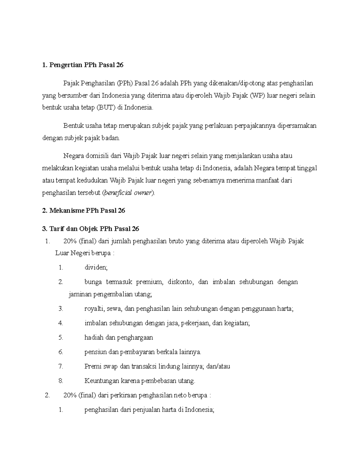 5 Resume Perpajakan - Pengertian PPh Pasal 26 Pajak Penghasilan (PPh ...
