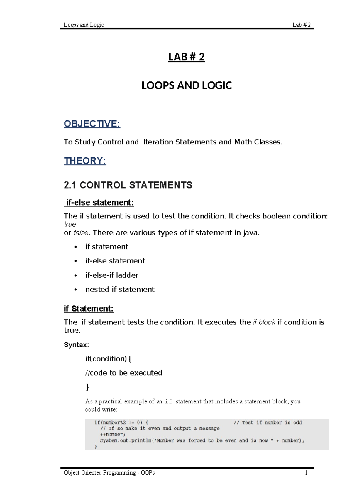 Java LAB 251 - (Assignment 1) applied calculus - LAB # 2 LOOPS AND LOGIC OBJECTIVE: To Study ...
