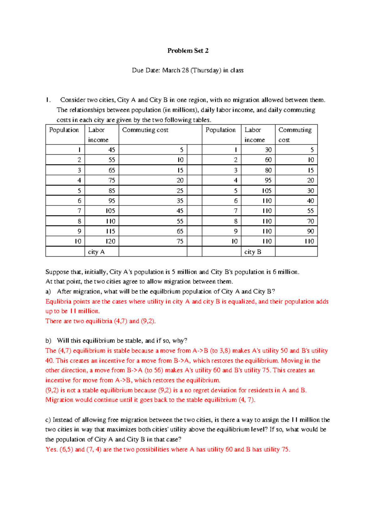 Assignment Problem Set - Problem Set 2 Due Date: March 28 (Thursday) in class Consider two ...