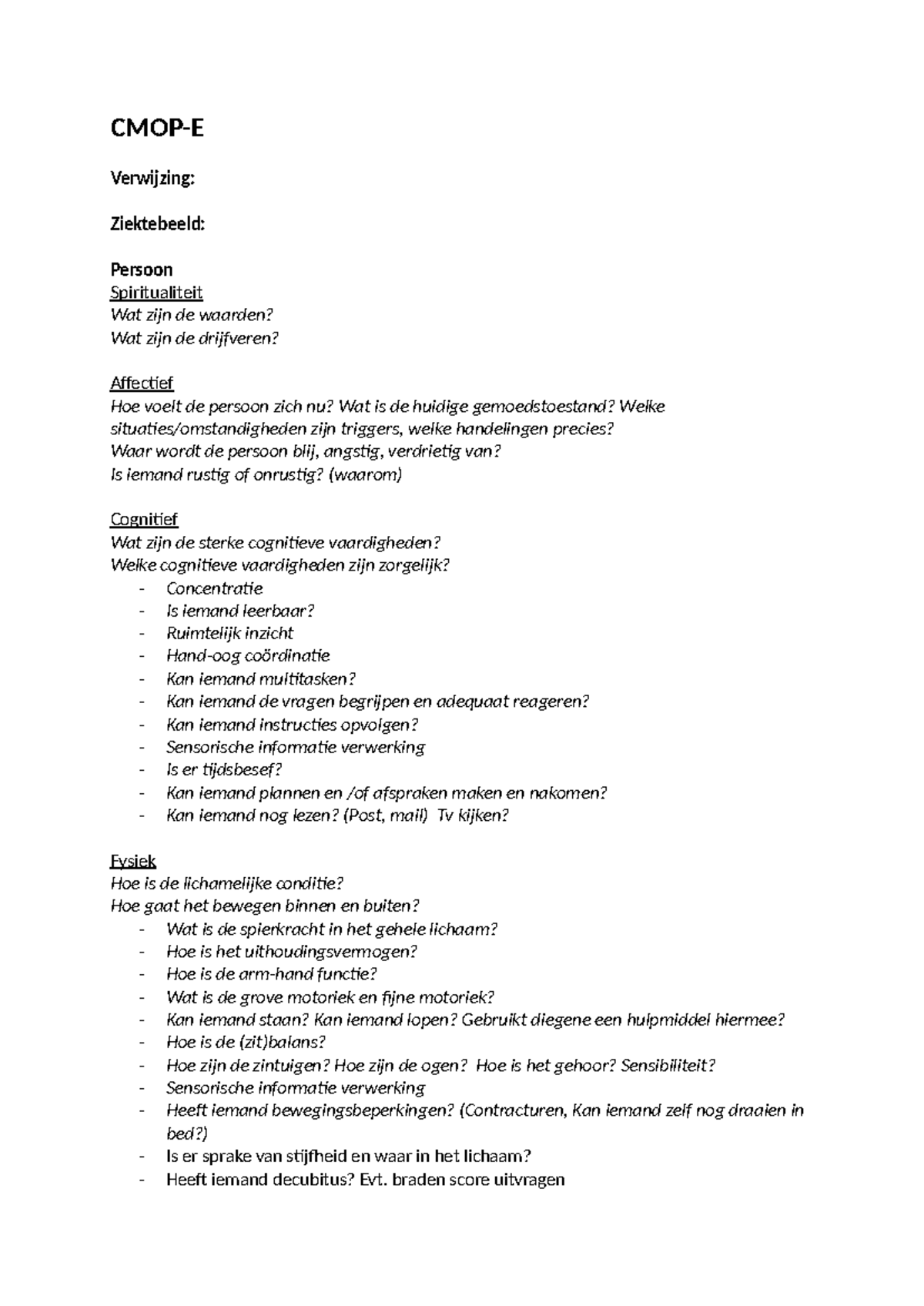 Cmop E Leeg Cmop E Verwijzing Ziektebeeld Persoon Spiritualiteit