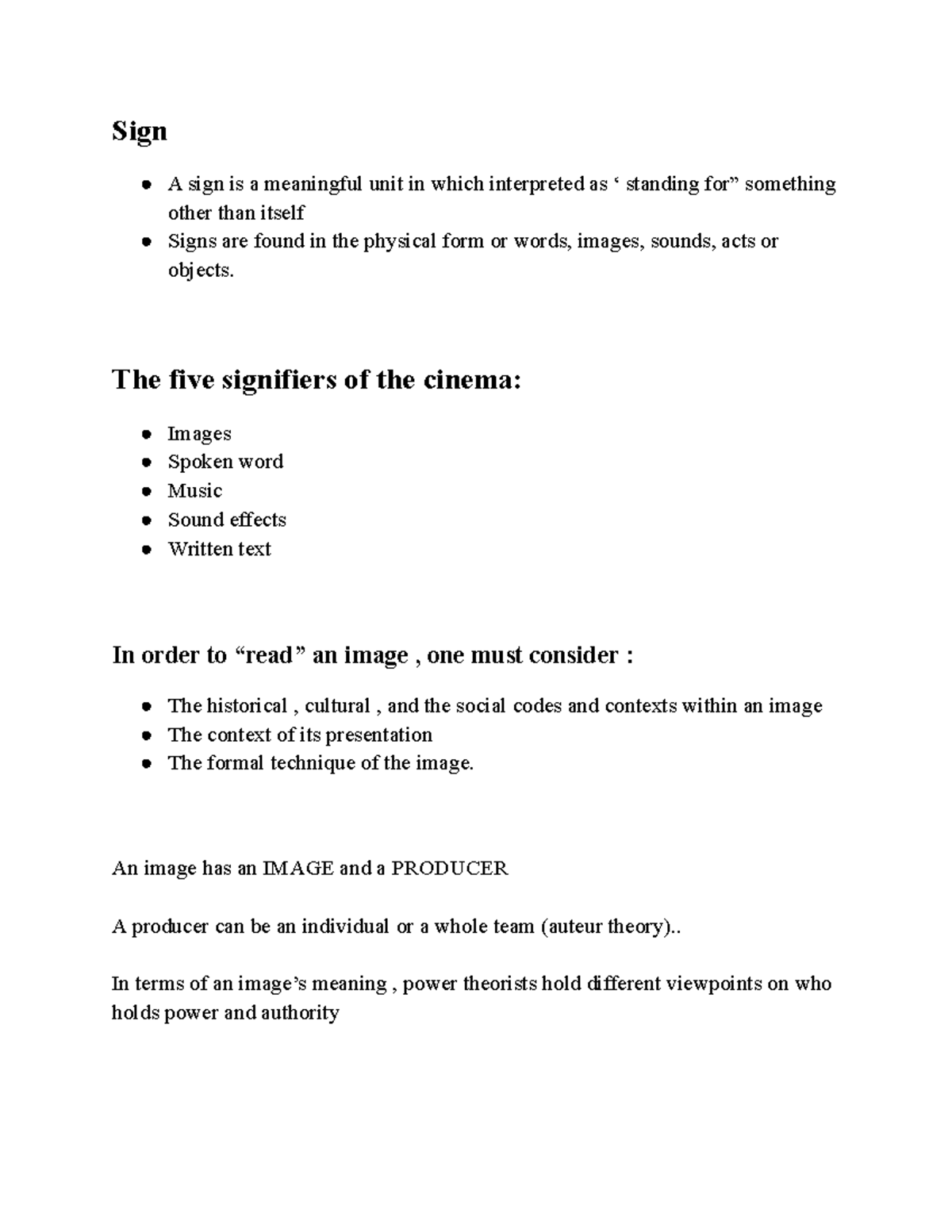 Film signs - Sign A sign is a meaningful unit in which interpreted as ...