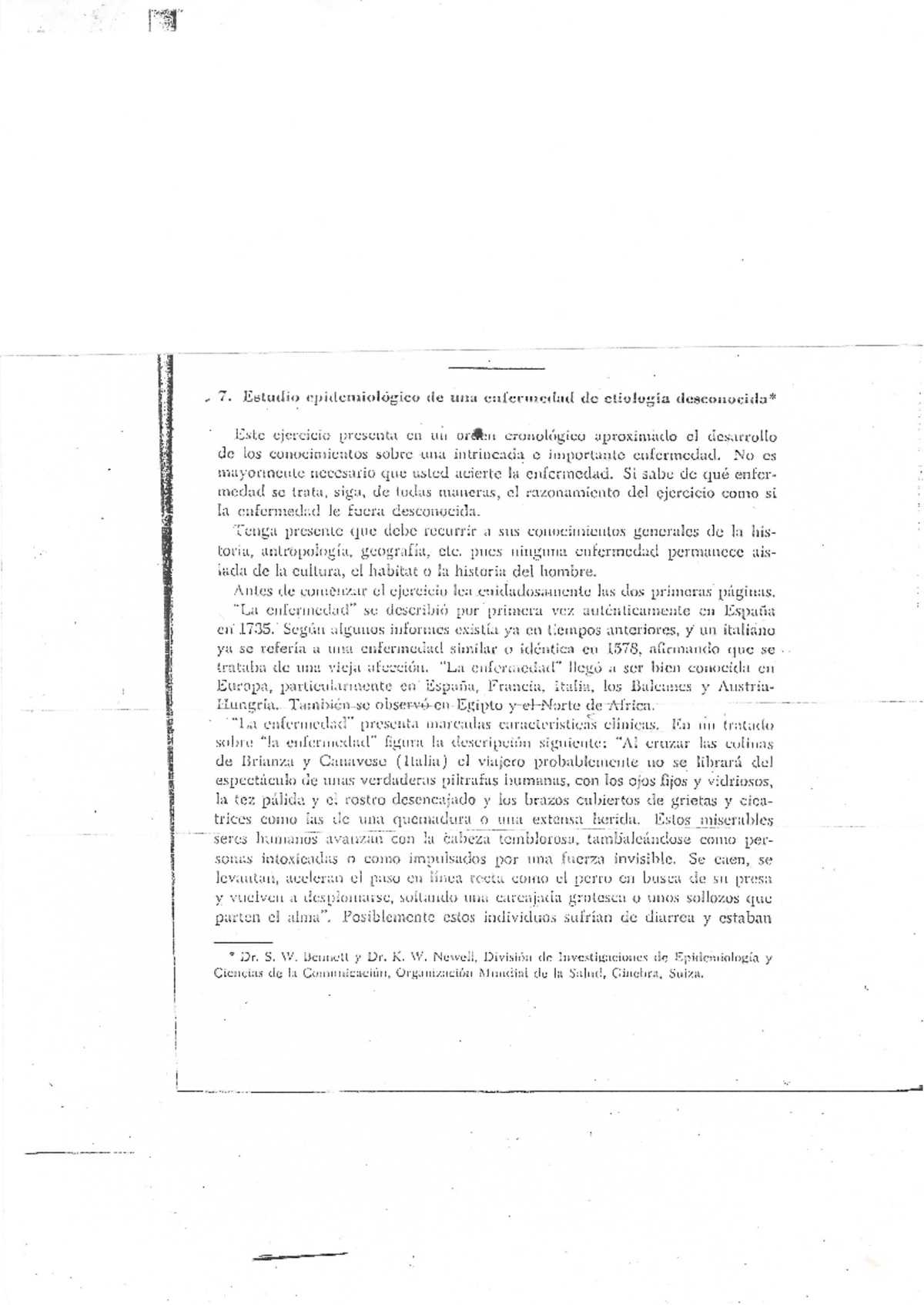 Enfermedad de etiología desconocida - 7. Estudio epidemiológico de una ...