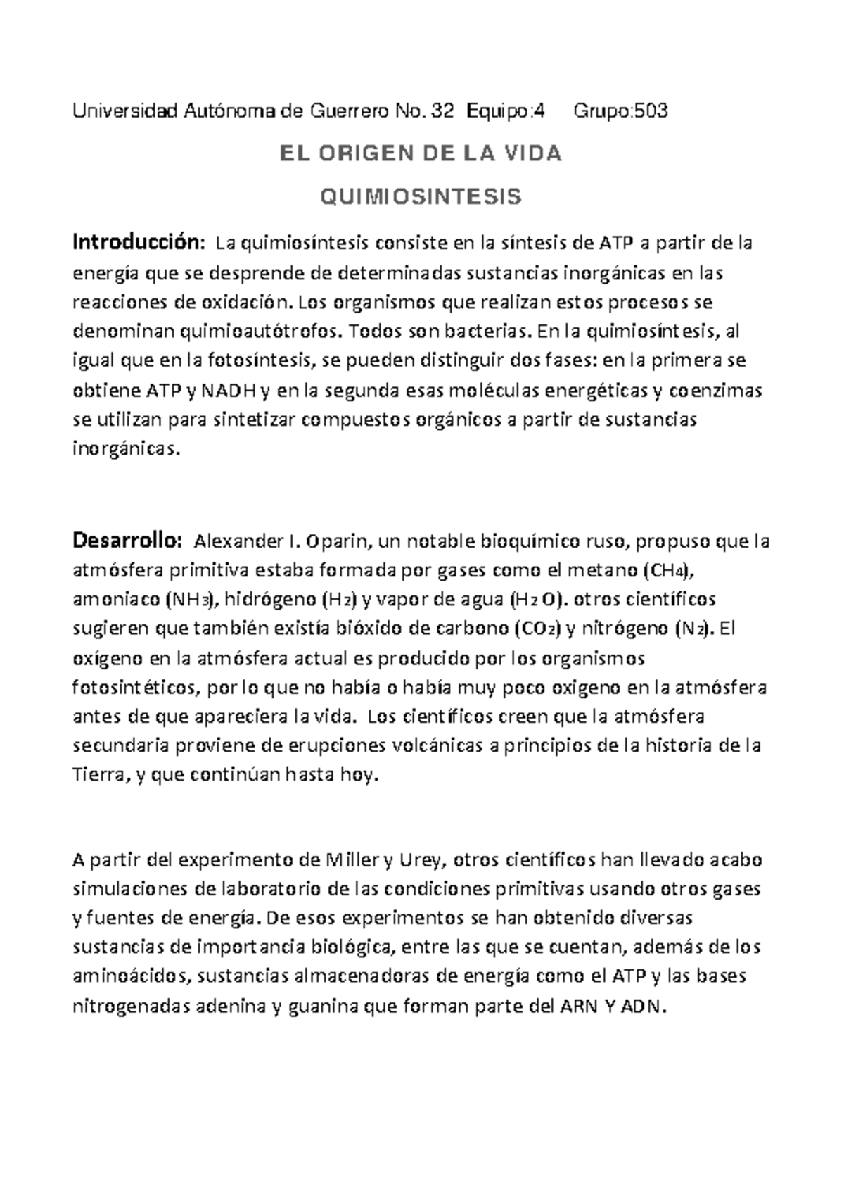 Quimiosintesis biologia 2 - Universidad Autónoma de Guerrero No. 32 ...