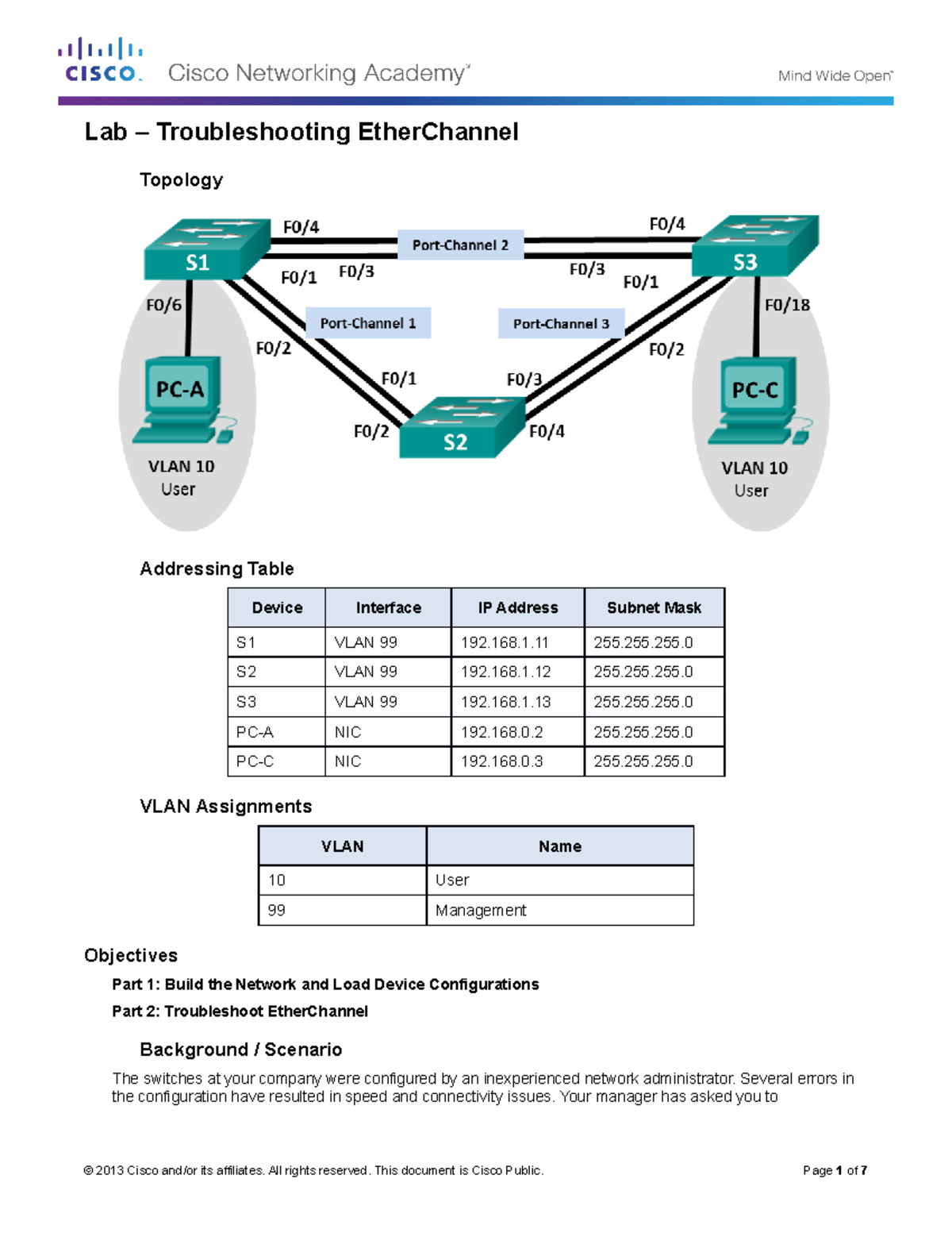 Troubleshooting Ether Channel - Topology Addressing Table Device ...