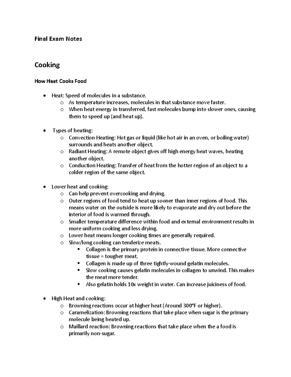 Final Exam Notes - Final Exam Notes Cooking How Heat Cooks Food Heat ...