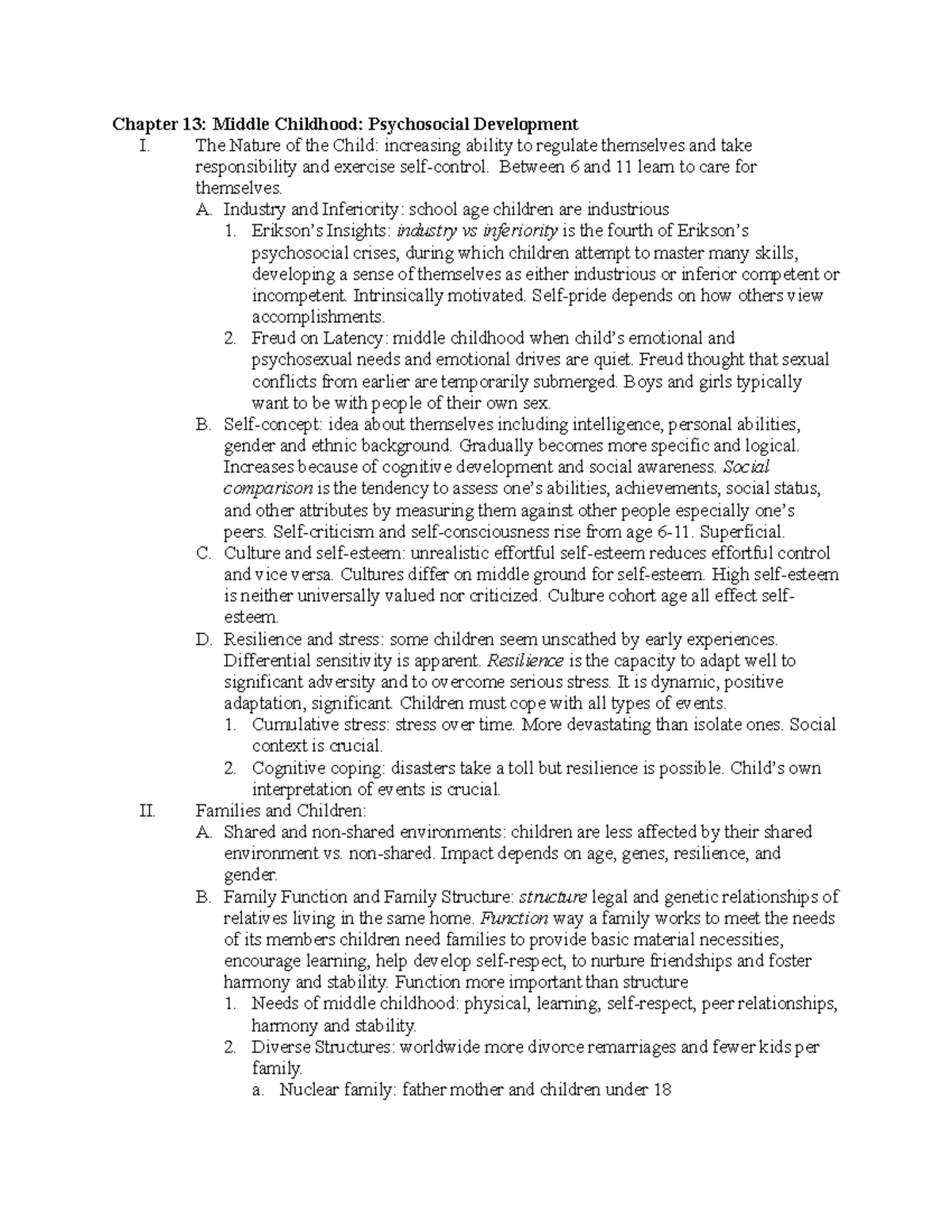 Chapter 13 - Developmental Psychology - Chapter 13: Middle Childhood ...