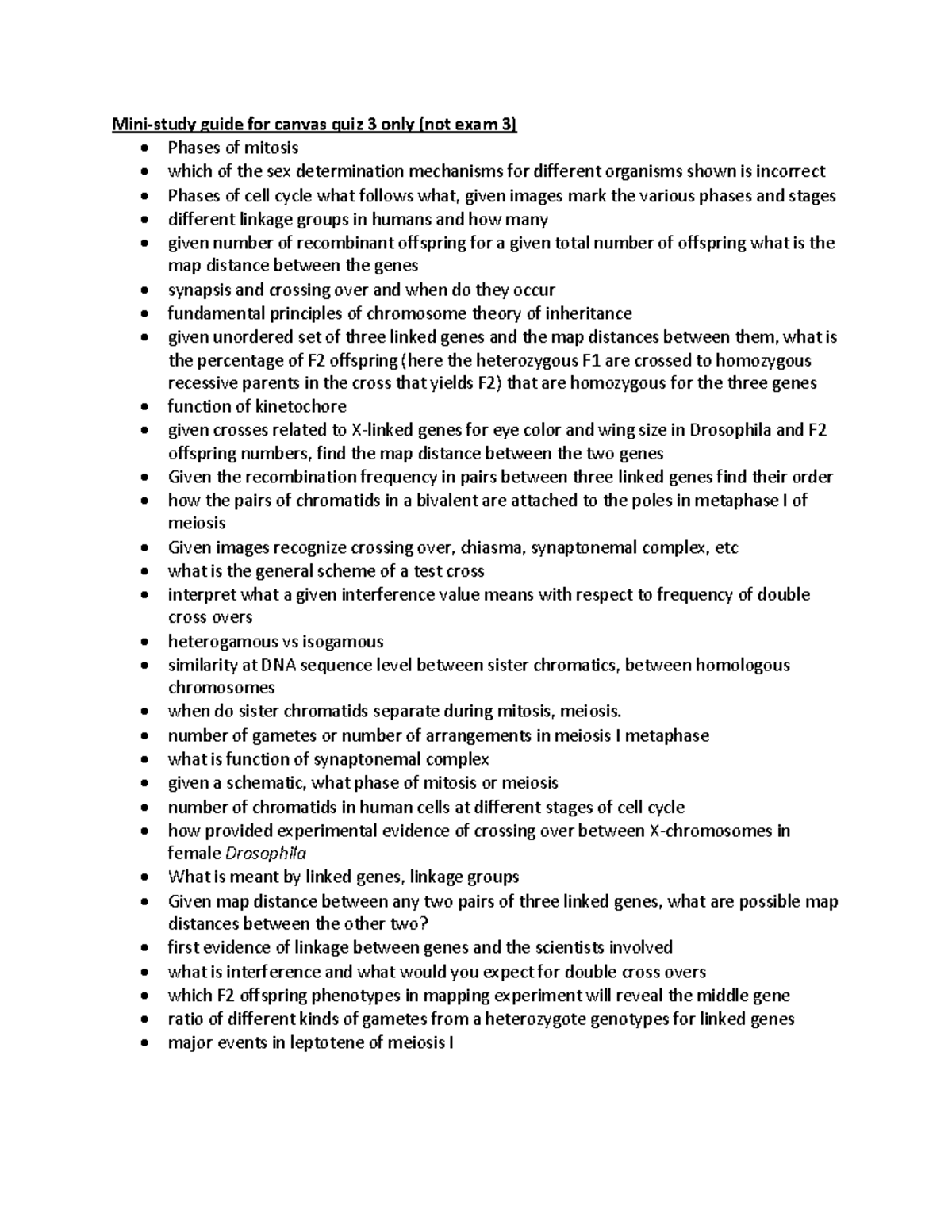 Mini-study guide only for Canvas Quiz 3 - Mini-study guide for canvas ...