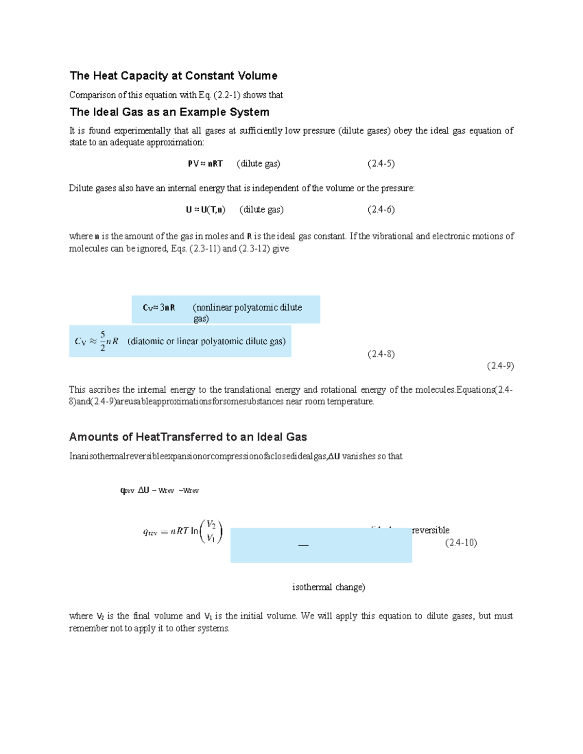 The Heat Capacity at Constant Volume - The Heat Capacity at Constant ...