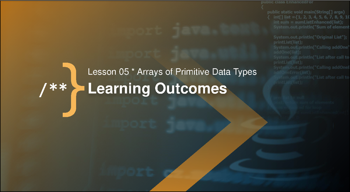 COMP248 L5 Handout - Arrays of Primitive Data Types > Learning Outcomes ...