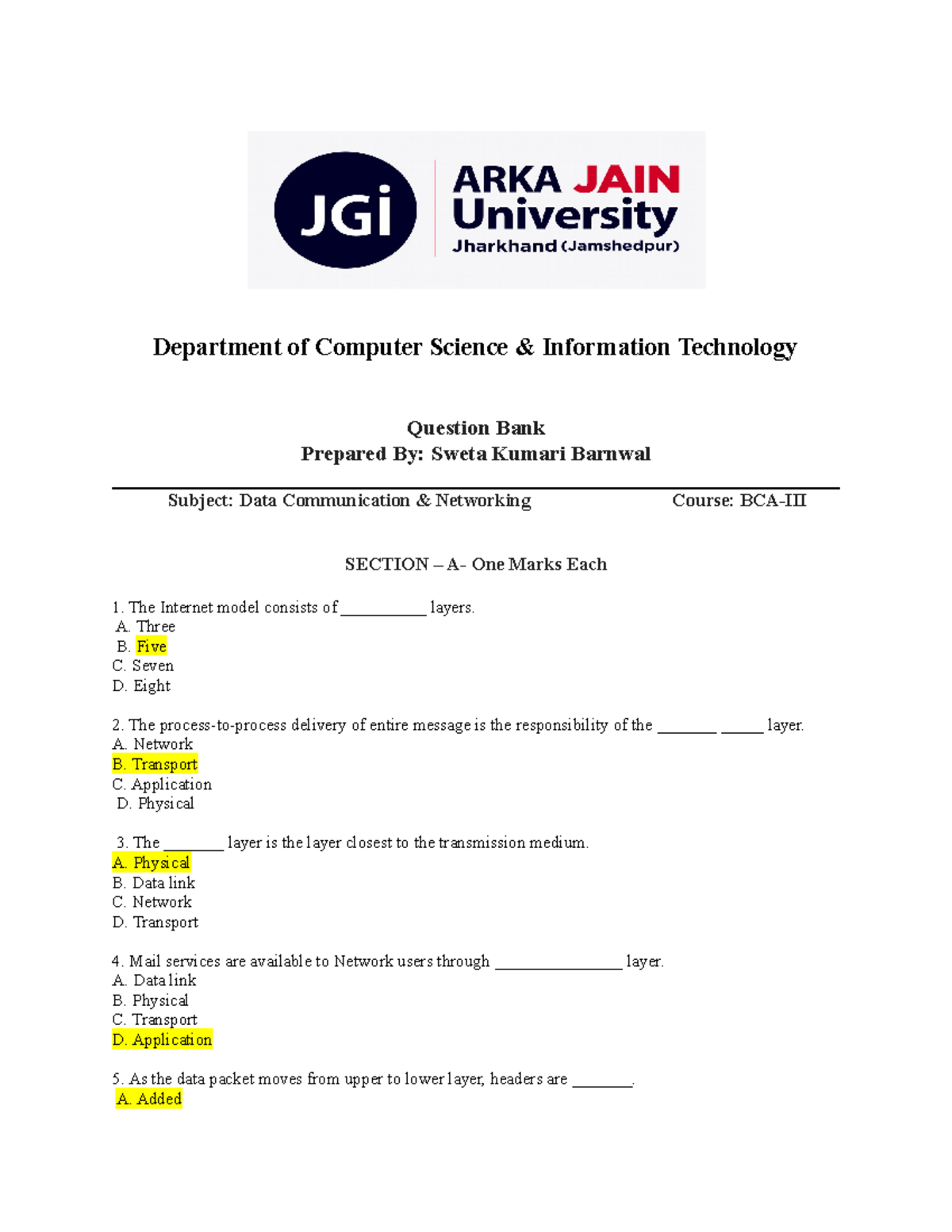 DCN BCA-III-Sem - Department of Computer Science & Information ...