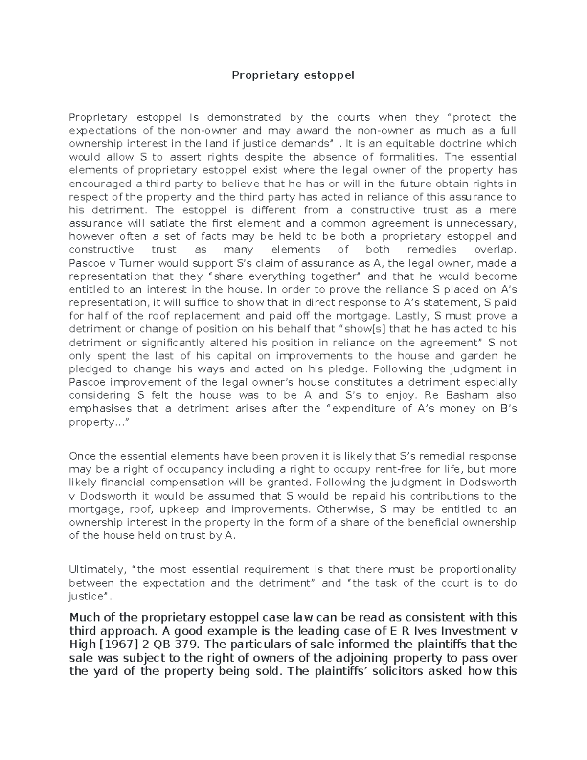 Proprietary estoppel - Proprietary estoppel Proprietary estoppel is ...