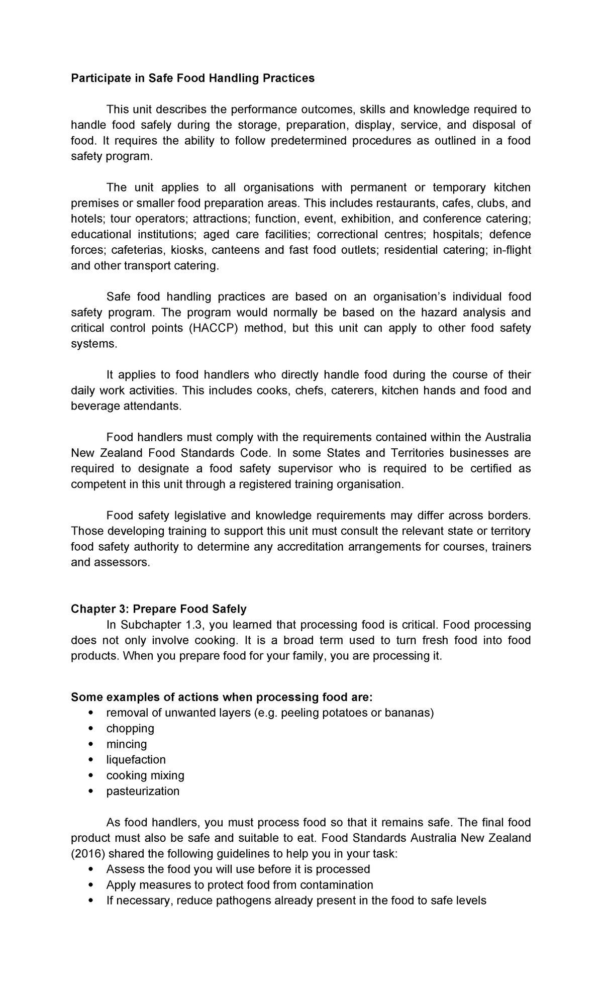 Chapter 3- Prepare Food Safely - Participate in Safe Food Handling ...