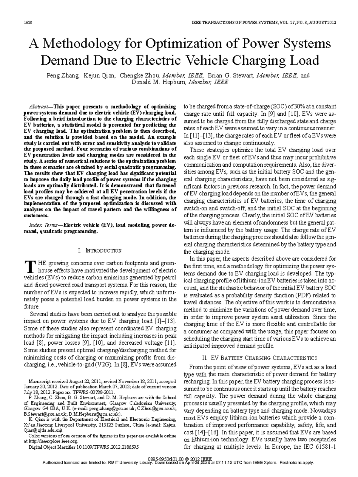 A Methodology for Optimization of Power Systems Demand Due to Electric ...
