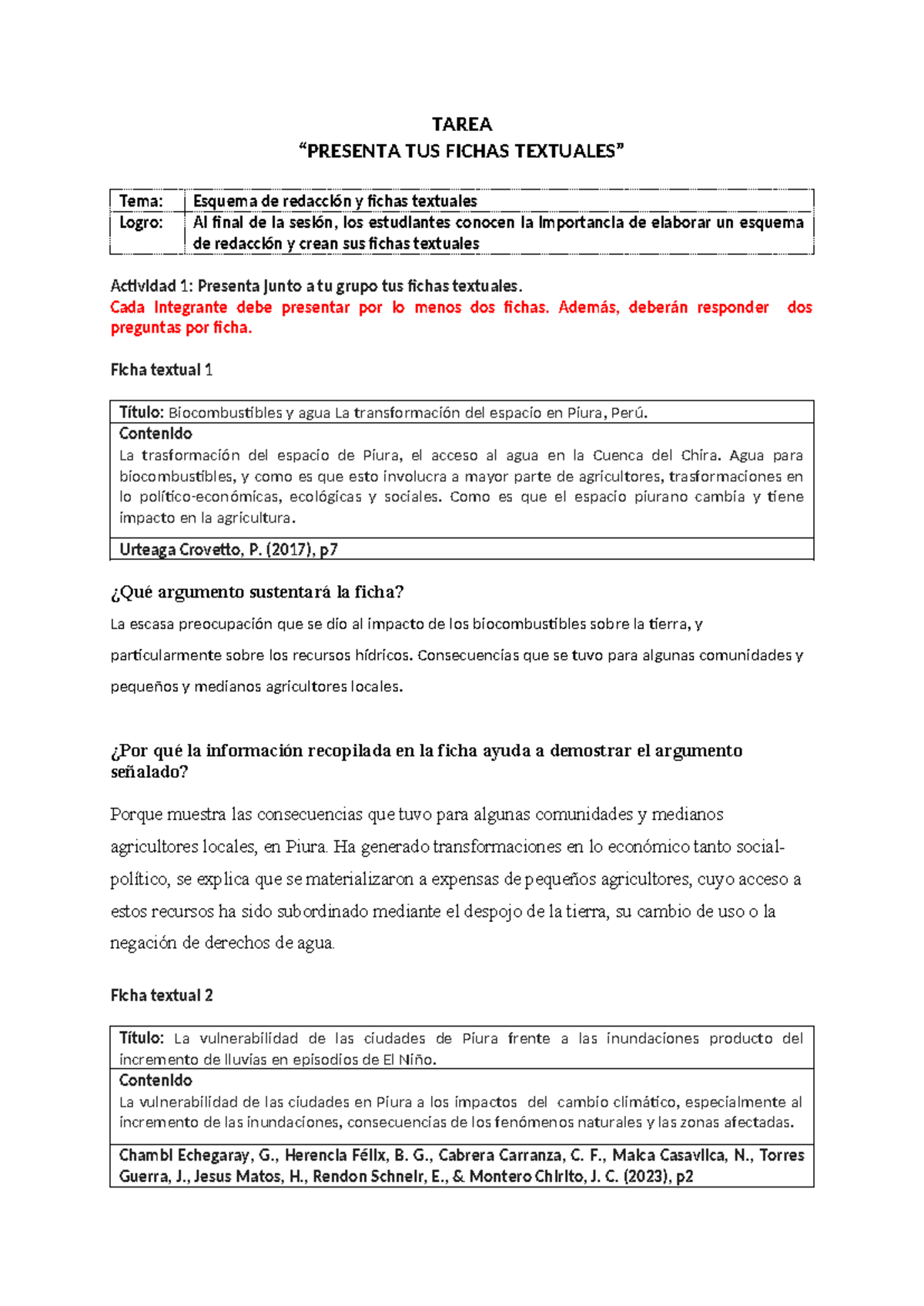 Fichas Textuales 2 y 8 - TAREA “PRESENTA TUS FICHAS TEXTUALES” Tema ...