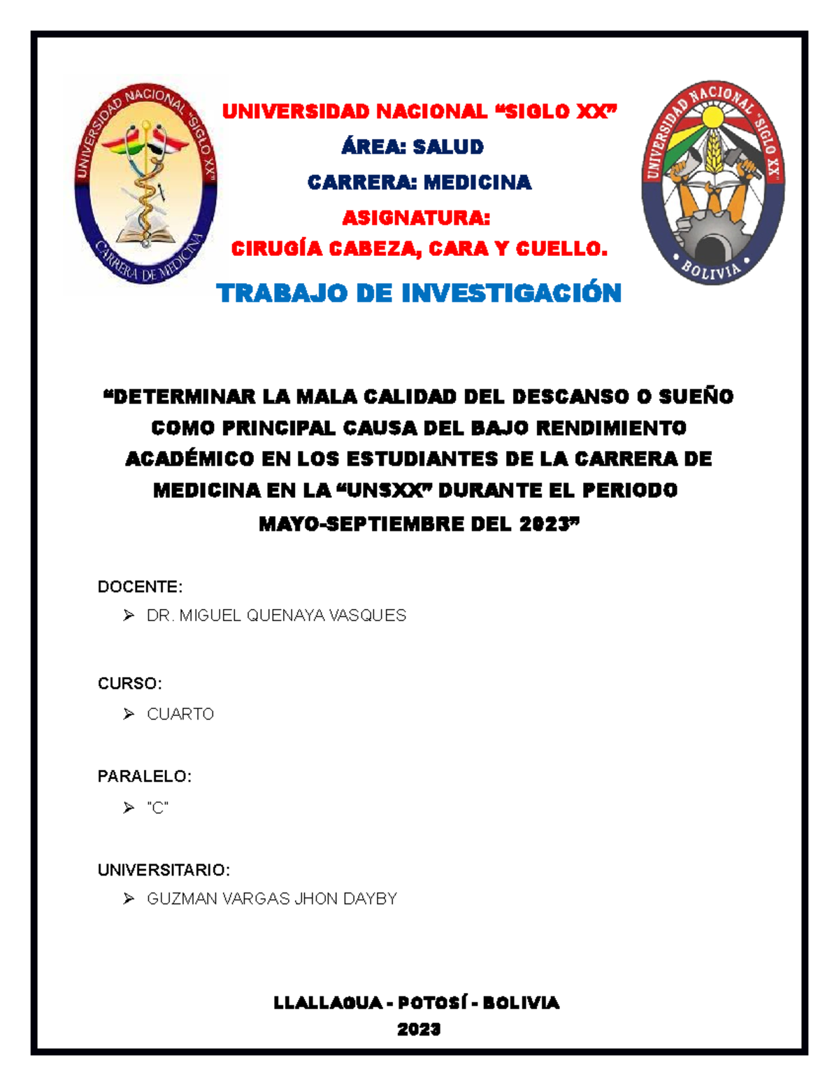 La mala calidad del sueño como un factor principal del bajo rendimiento ...