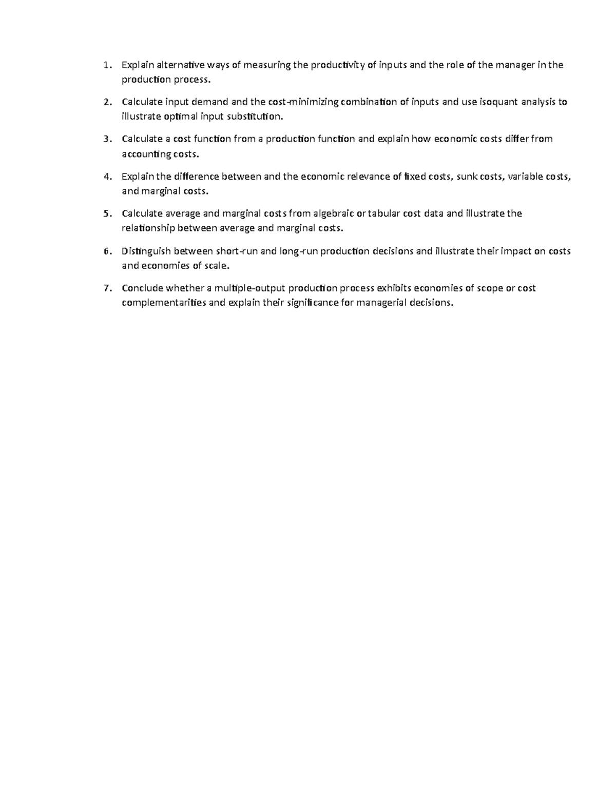 ME - Learning objectives - Explain alternative ways of measuring the productivity of inputs and ...