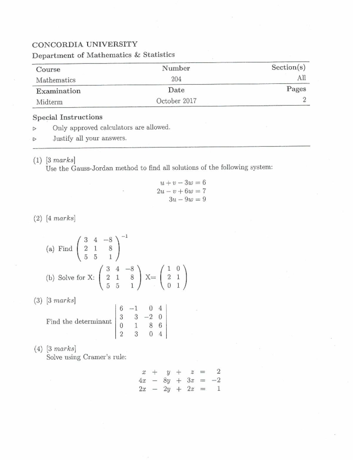 midterm fall 2017 with answers - CONCORDIA UNIVERSITY Department of ...