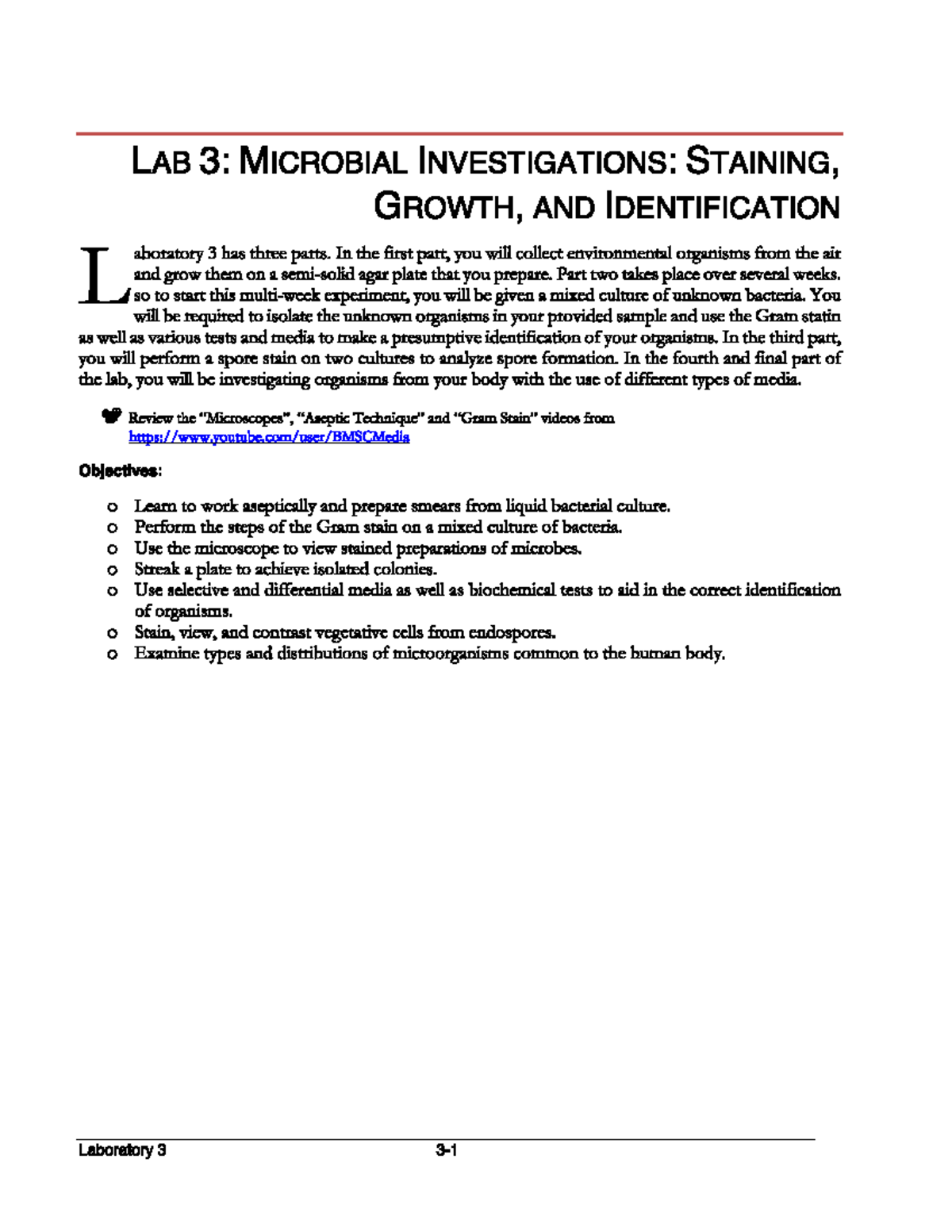 Lab 3 BMSC 240 2024 - LAB 3: MICROBIAL INVESTIGATIONS: STAINING, GROWTH, AND IDENTIFICATION I ...