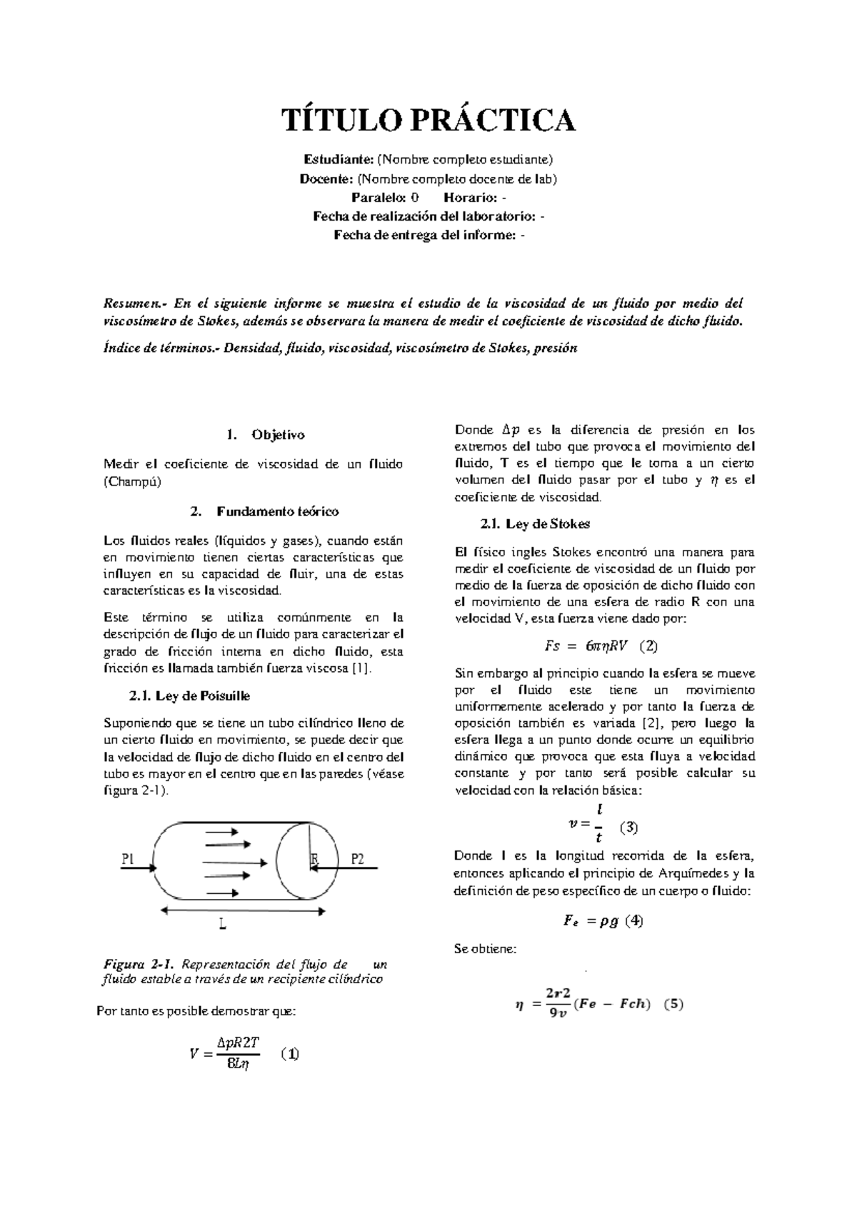 Informe Ejemplo - TÍTULO PRÁCTICA Estudiante: (Nombre completo ...