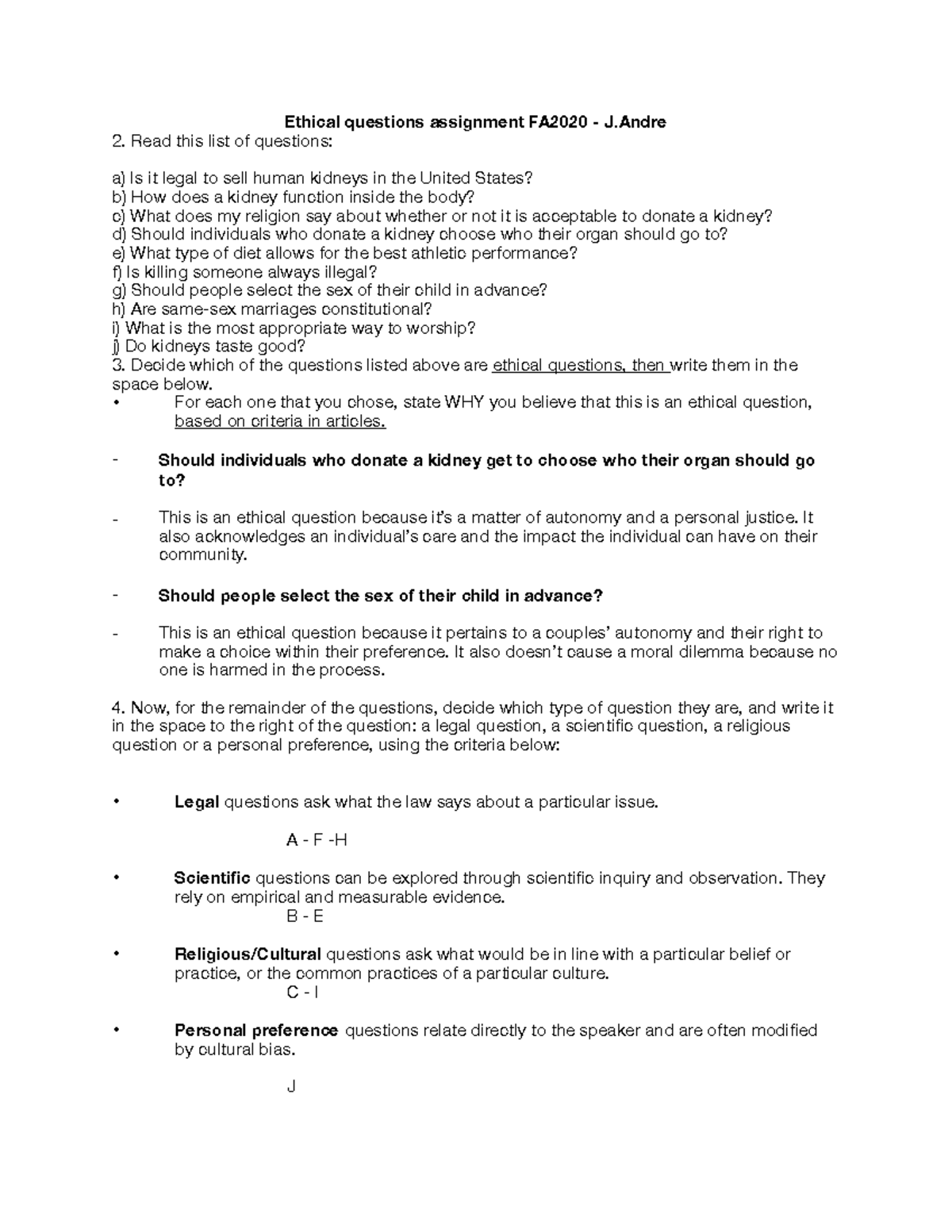 The Ethics in Genetics Assignment Part 1 - Ethical questions assignment ...