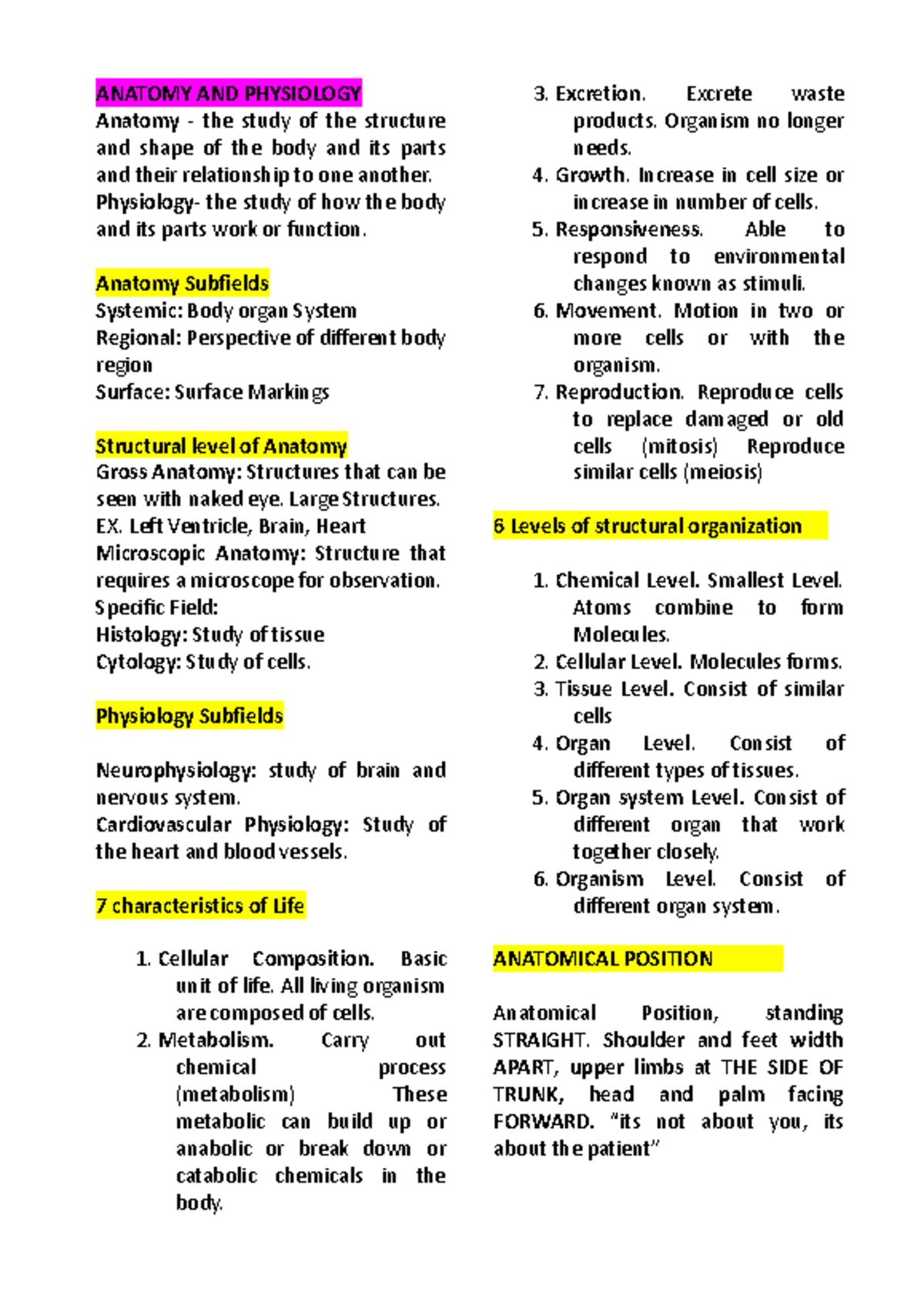 Chap 1 anaphy - Transes - ANATOMY AND PHYSIOLOGY Anatomy - the study of ...