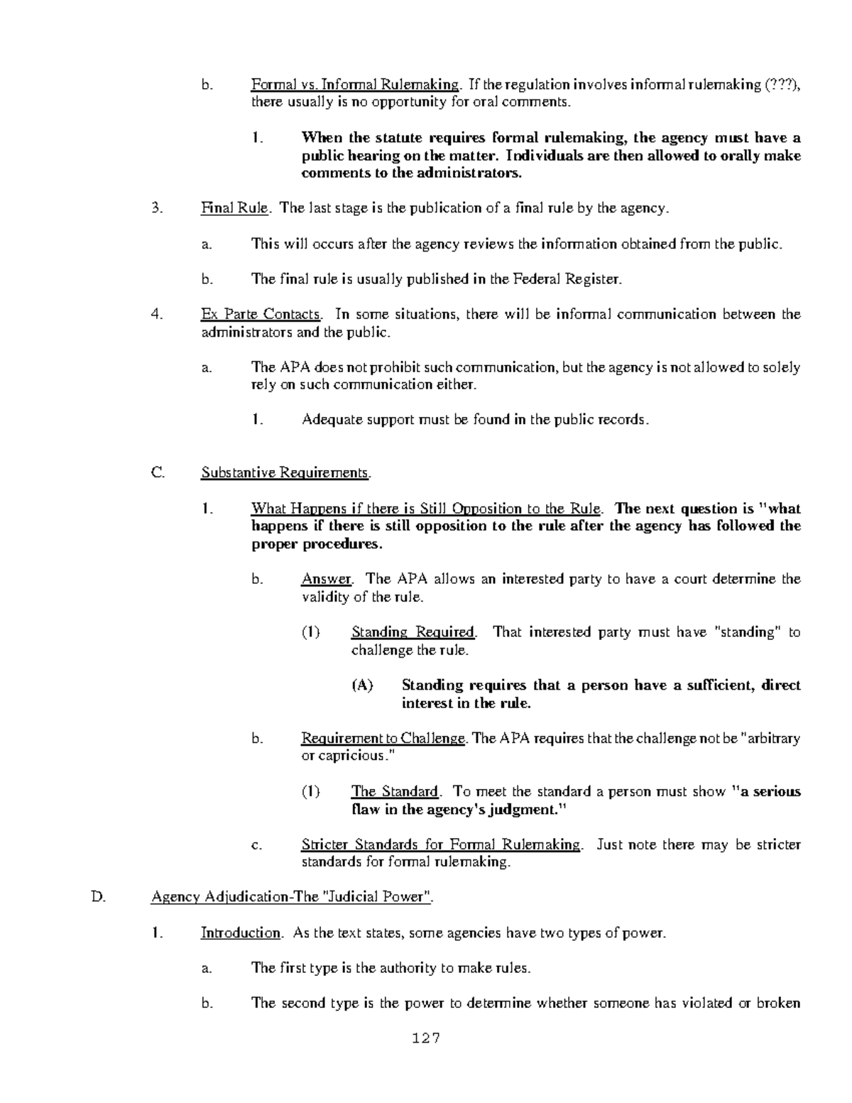 Legal-43 - n/a - 127 b. Formal vs. Informal Rulemaking. If the ...