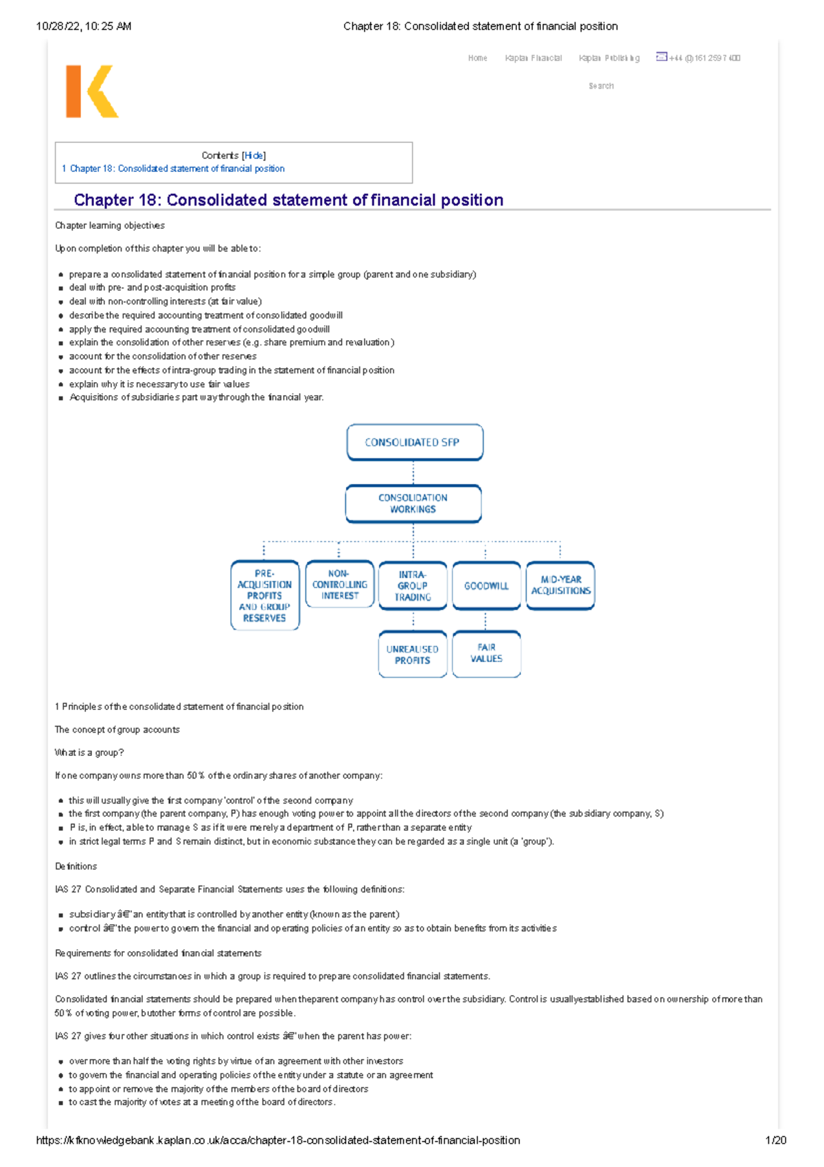 Chapter 18 Consolidated statement of financial position - share premium ...