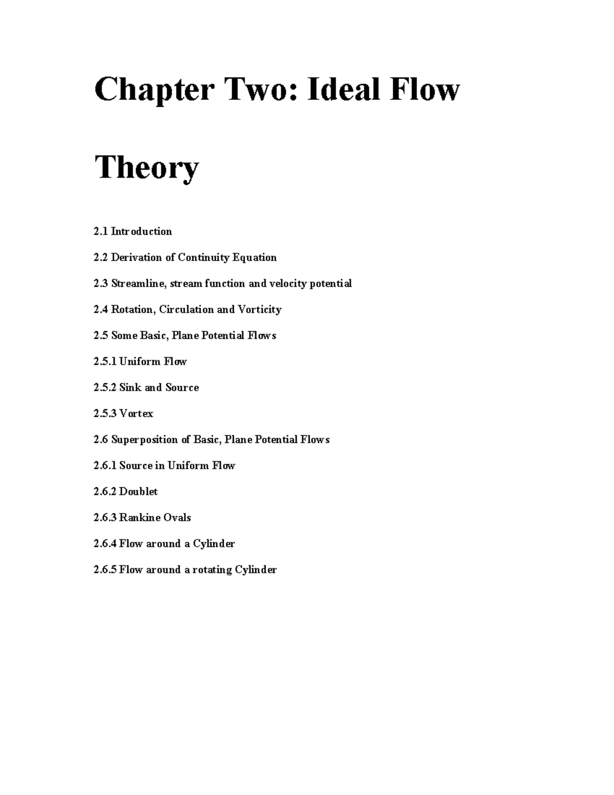 Chapter 2 Ideal flow theory - Chapter Two: Ideal Flow Theory 2 ...