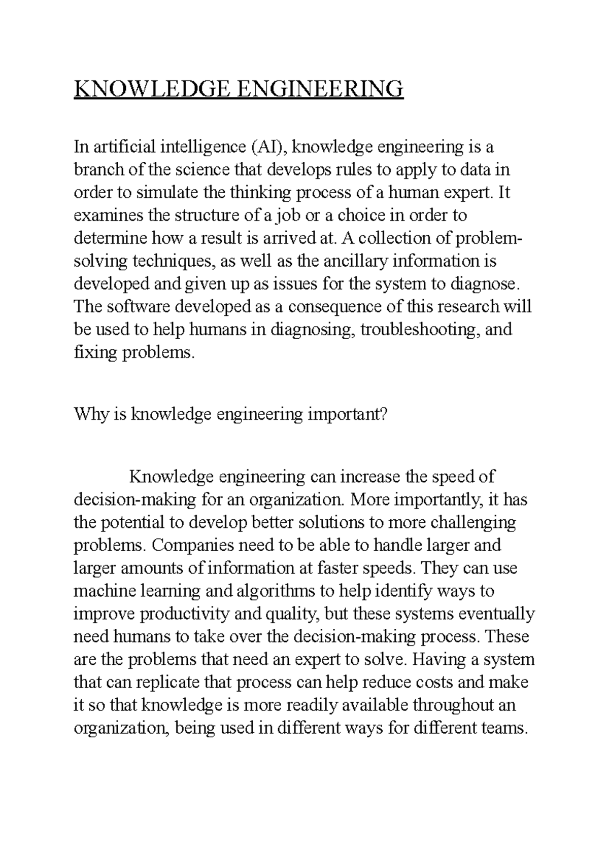 Knowledge Engineering AI - KNOWLEDGE ENGINEERING In artificial ...