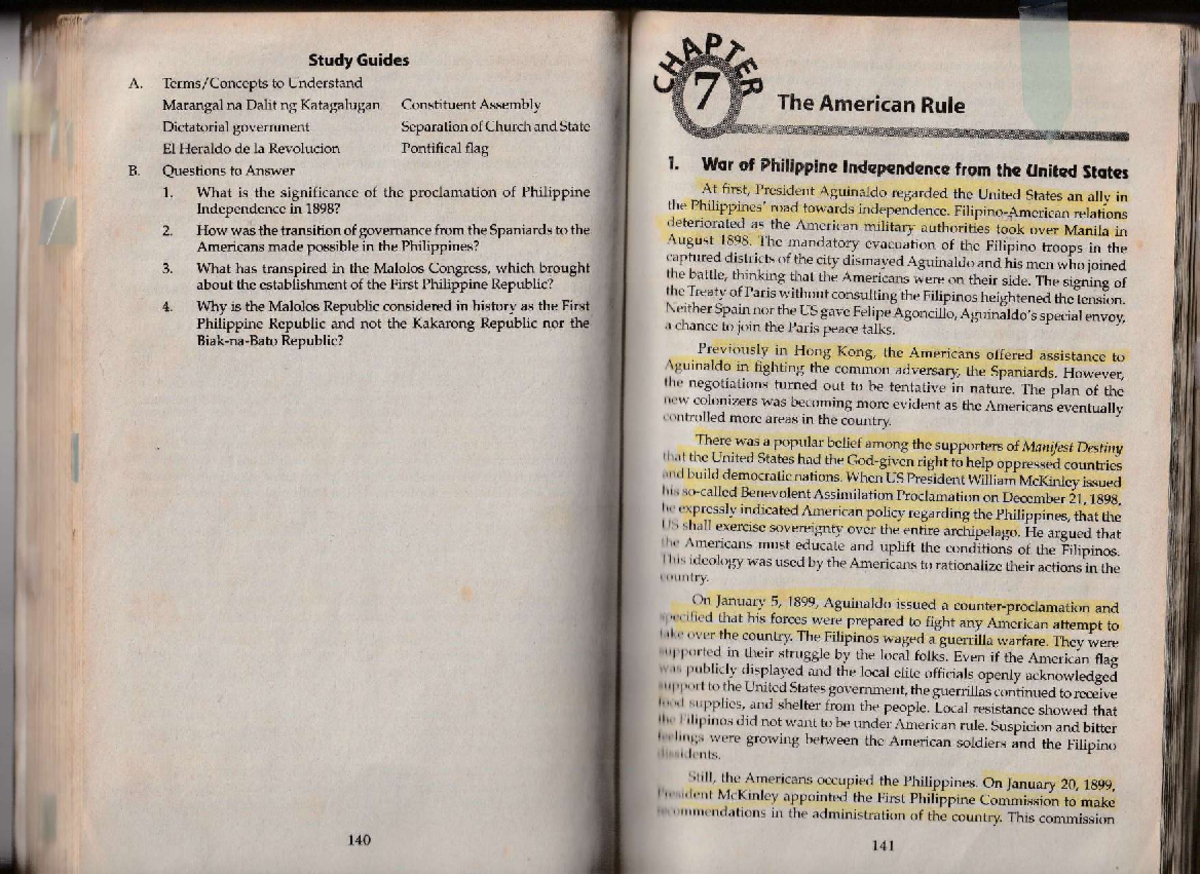 The Philippines under American rule compressed - A. B. Study Guides ...