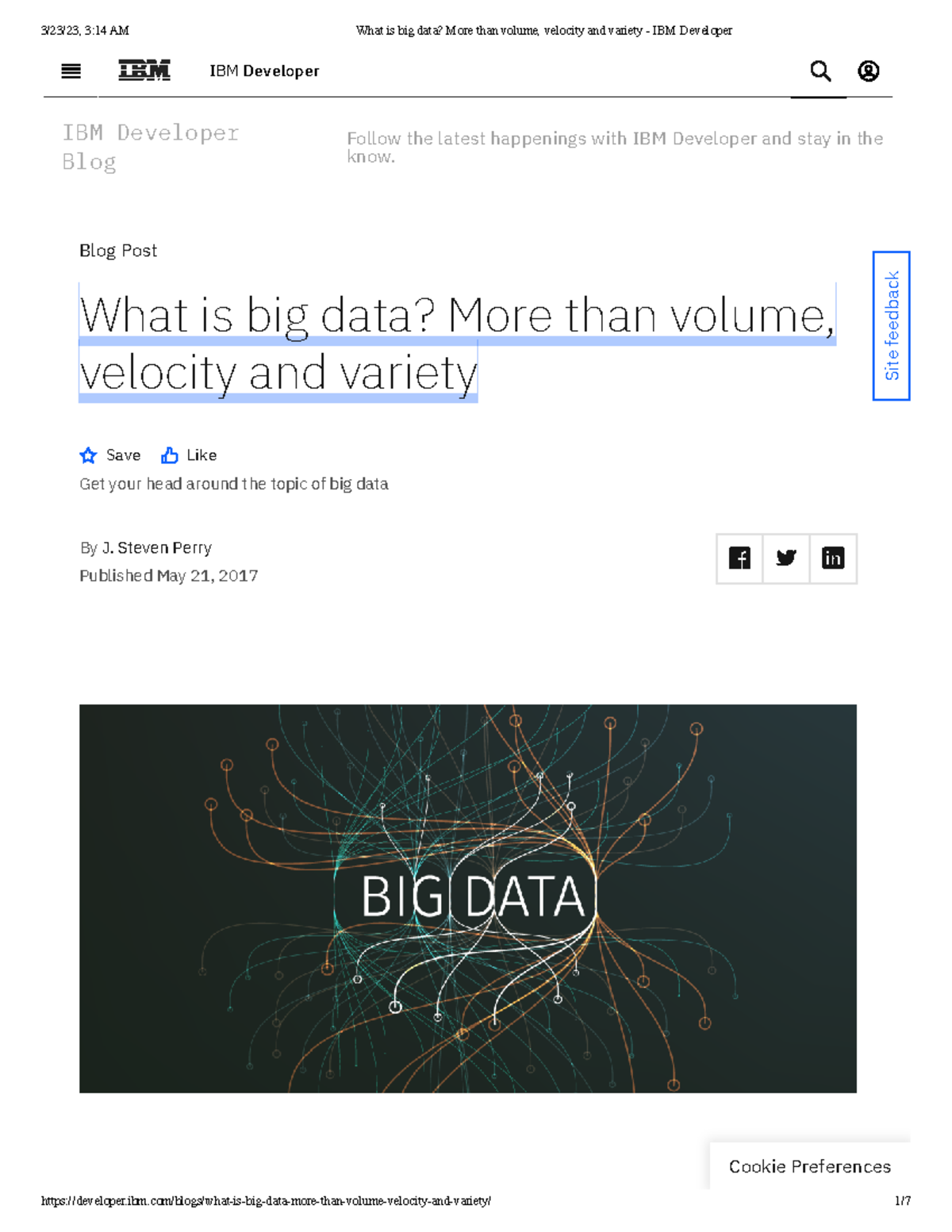 What is big data More than volume, velocity and variety - IBM Developer ...