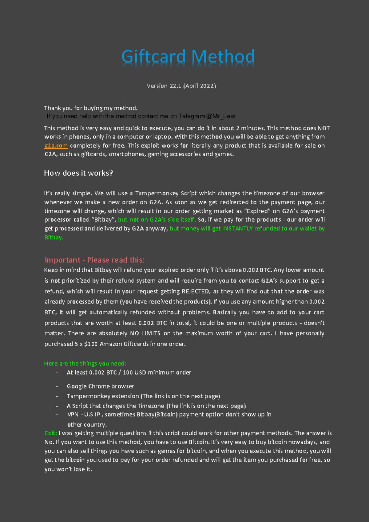 G2A-Gift card Method , May 2022 - Giftcard Method Thank you for buying ...