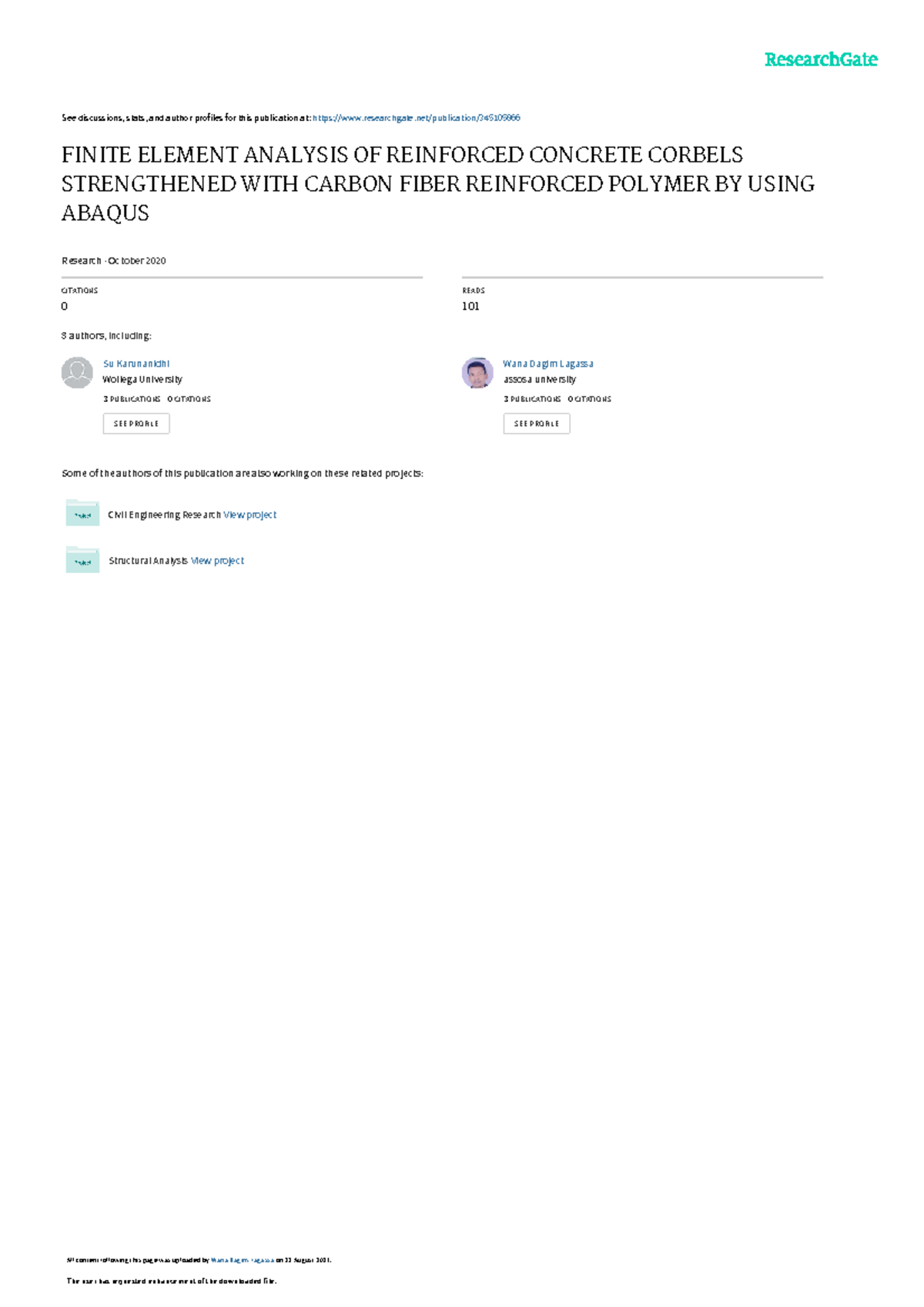 Finite Element Analysis OF Reinforced Concrete Corbels Strengthened ...