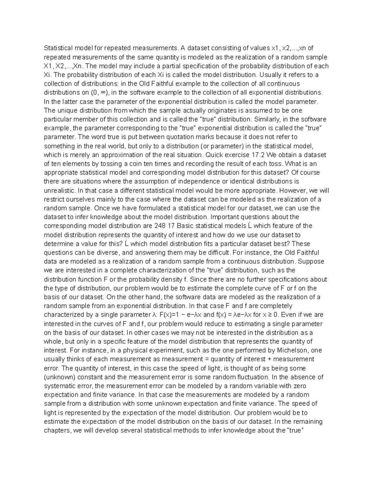 Sta12 - Prob and stats - Statistical model for repeated measurements. A ...