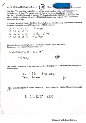 Math 138 Exam 2 - MATH 138 - Studocu