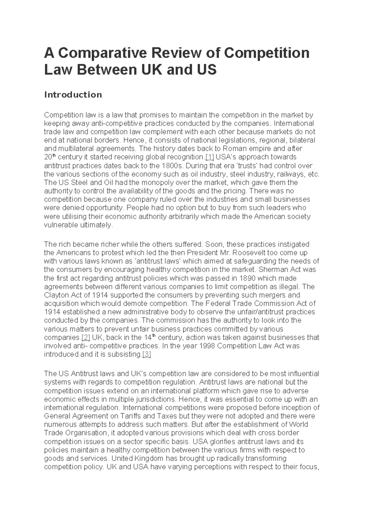 A Comparative Review of Competition Law Between UK and US - A ...