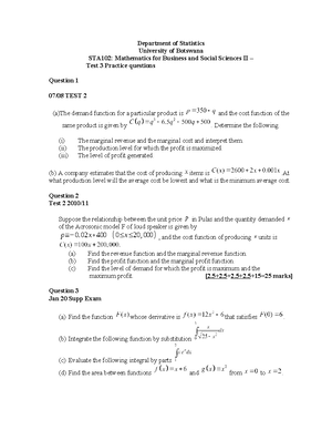STA 102 test 3 Solutions - University of Botswana Department of ...