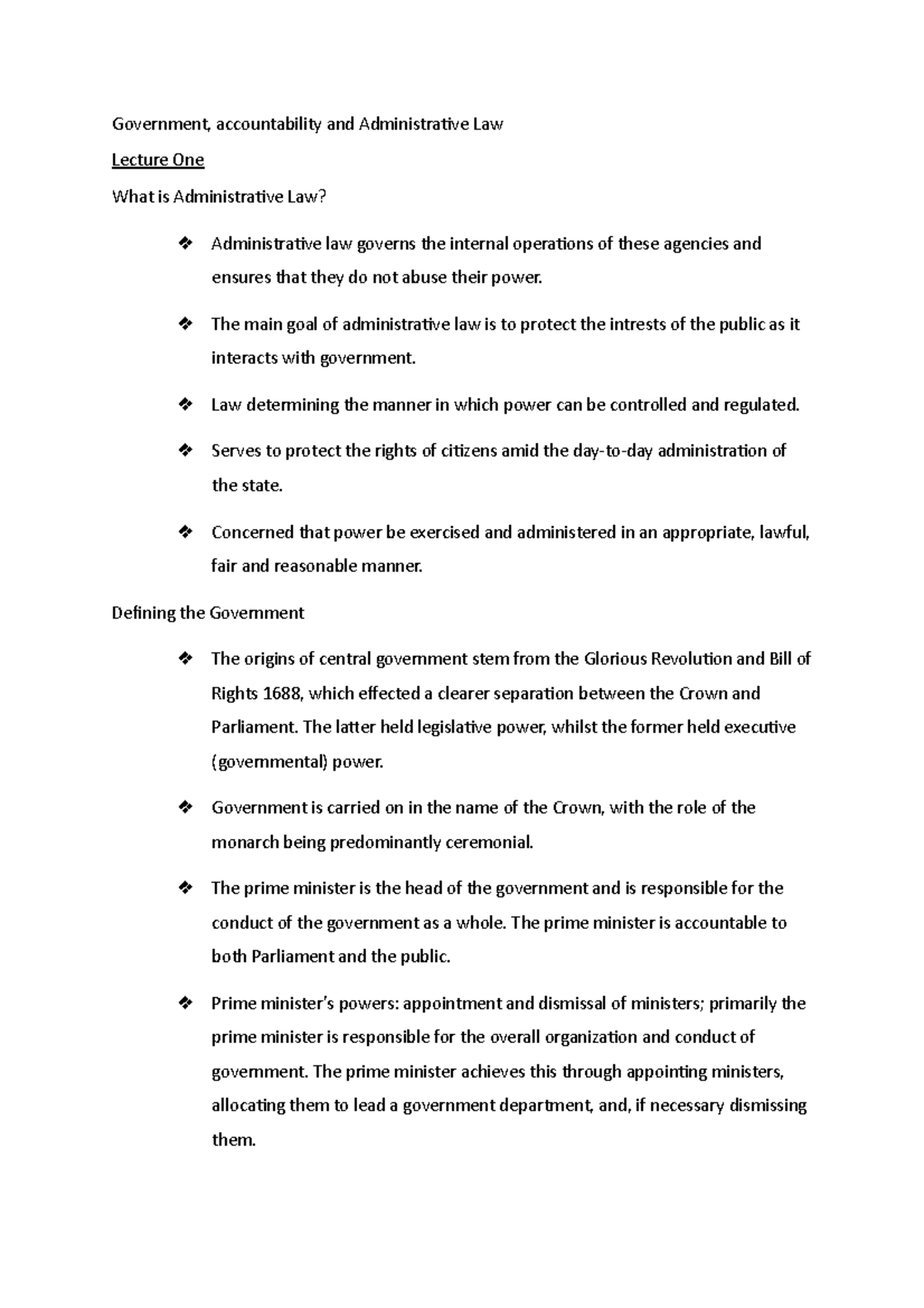 Lecture 1 - Government, accountability and Administrative Law ...