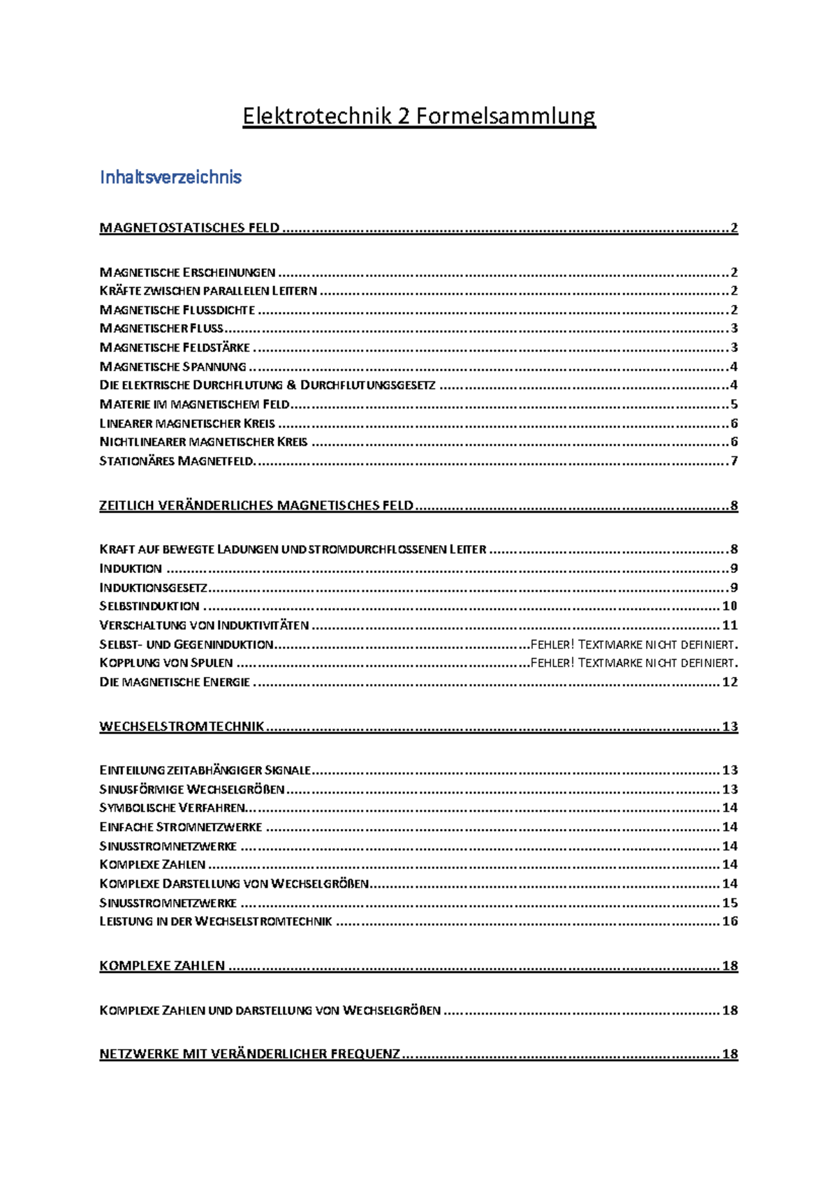 Formelsammlung Elektrotechnik - Elektrotechnik 2 Formelsammlung SELBST ...